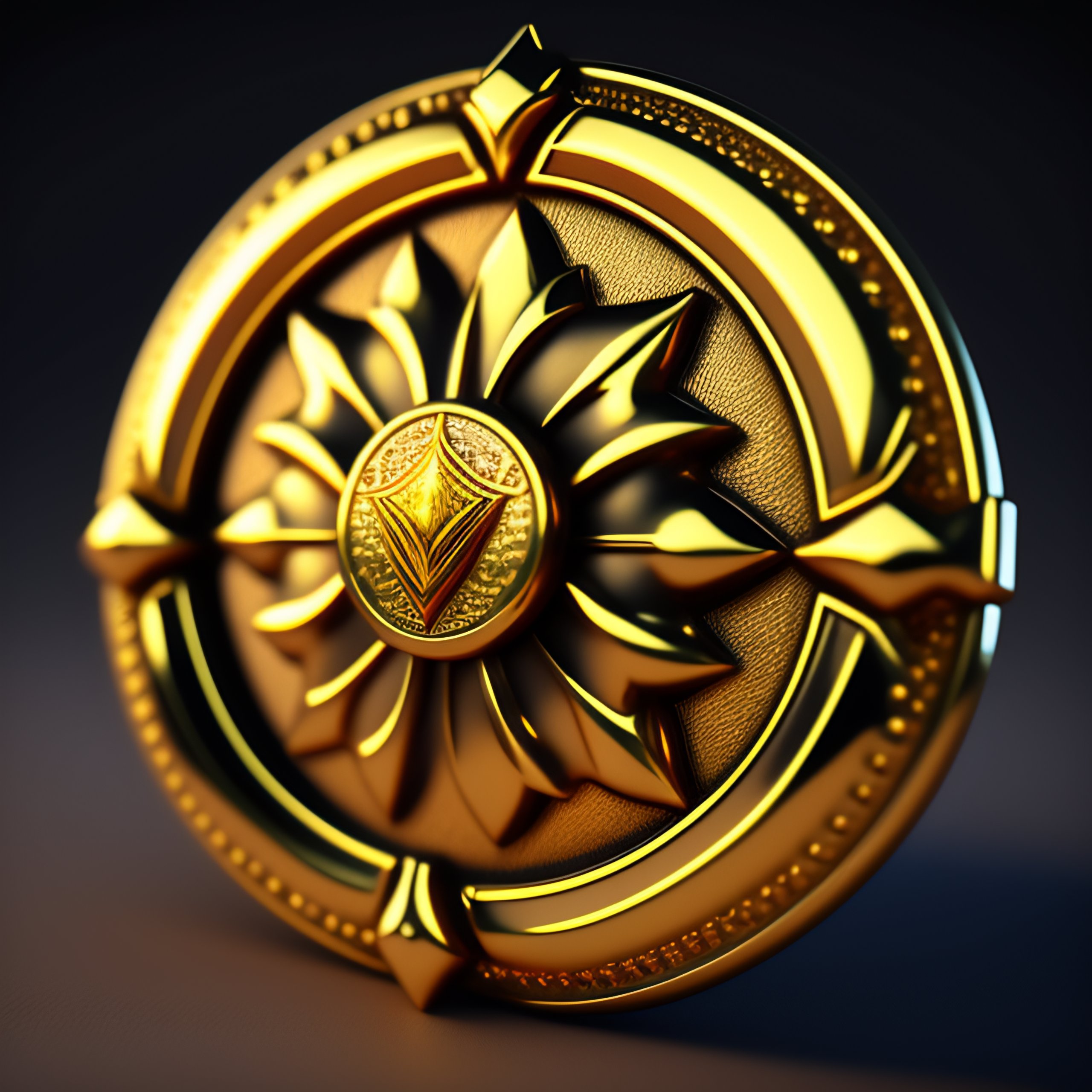 Lexica - Warlord badge made with gold leather and metal, fantasy epic legends game icon stylized ...