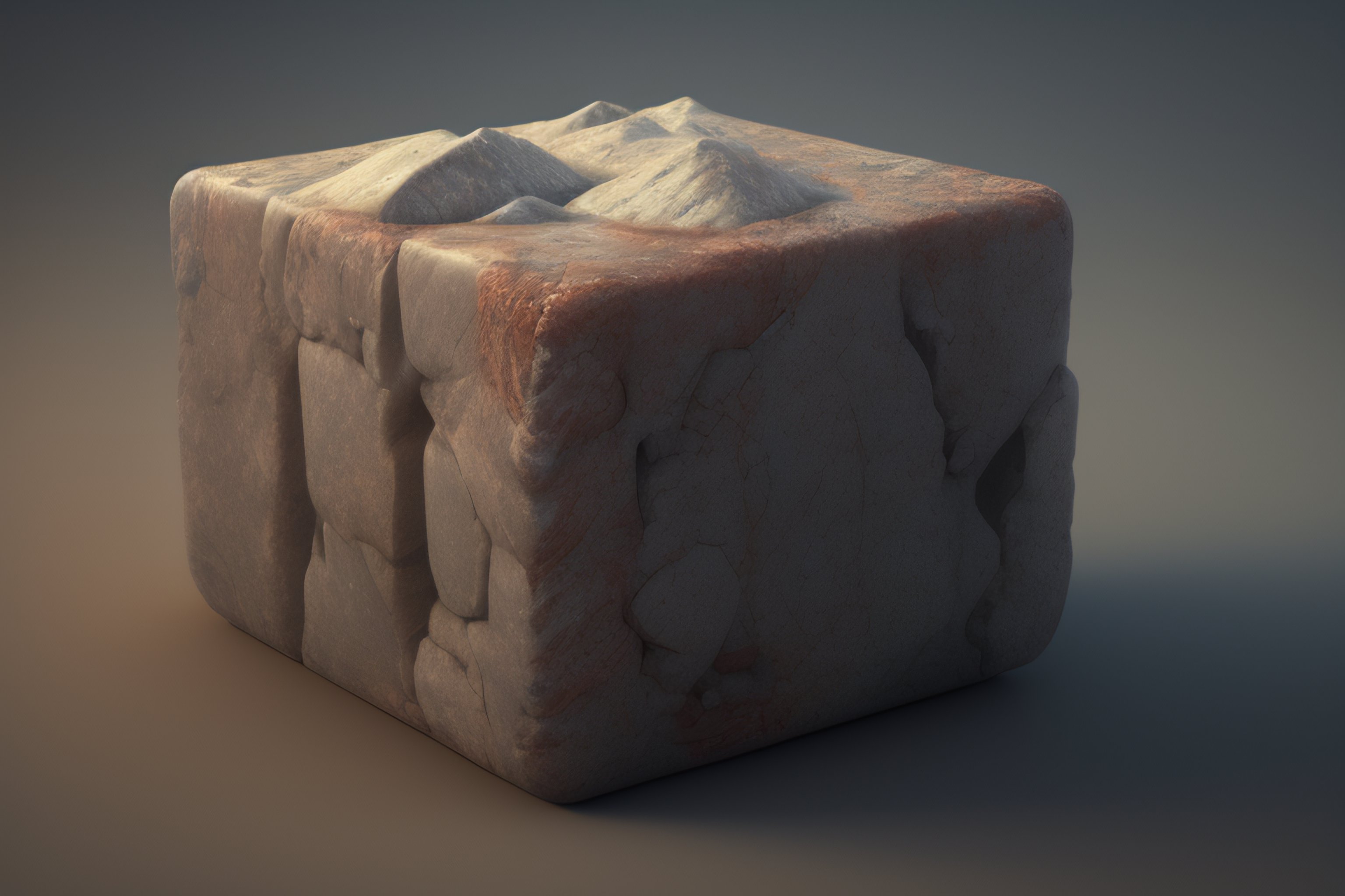 Lexica - Cube, stone, plastic, high detailed, isometric perspective ...