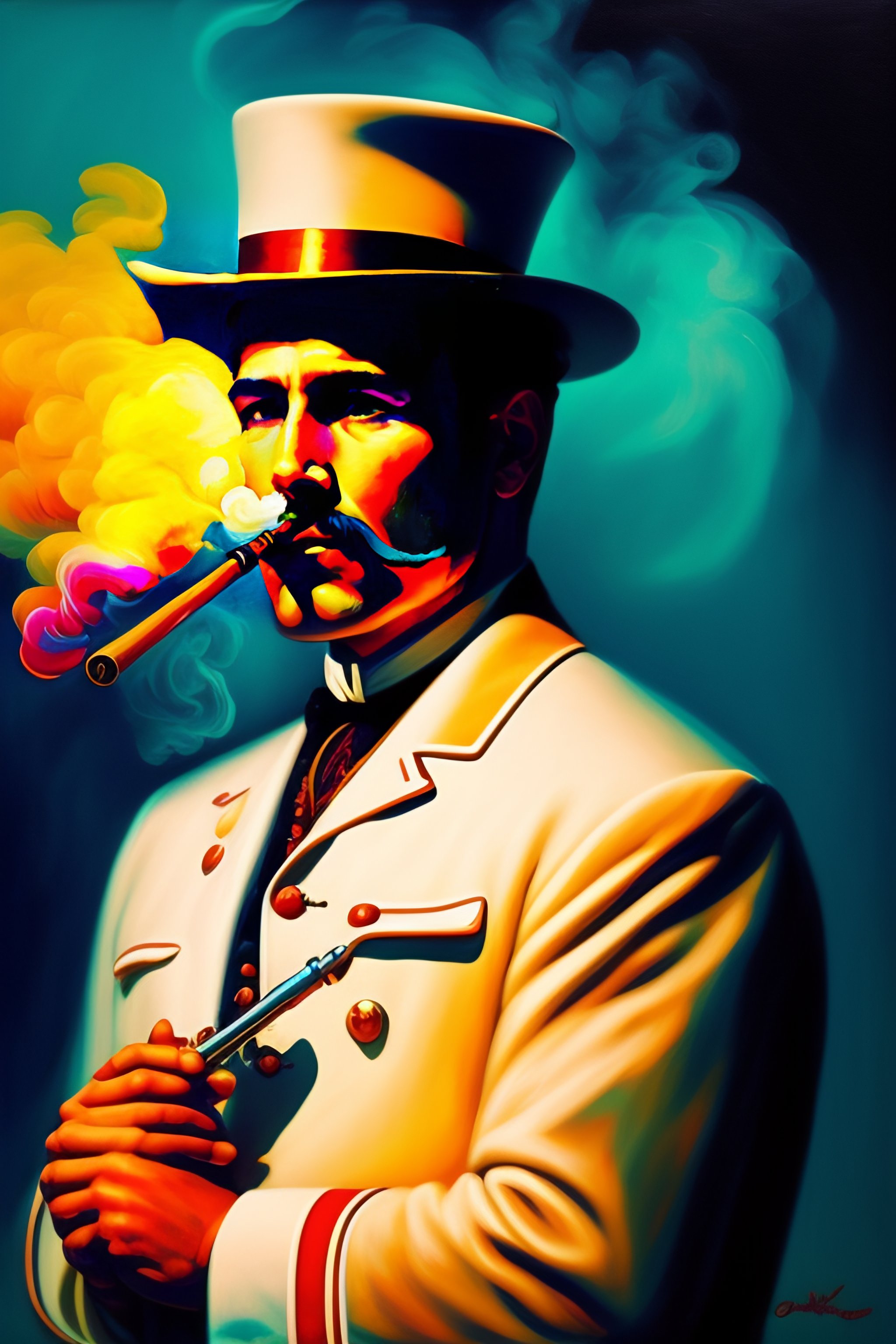 Lexica - Create an expressionist painting of a sailor man smoking a pipe