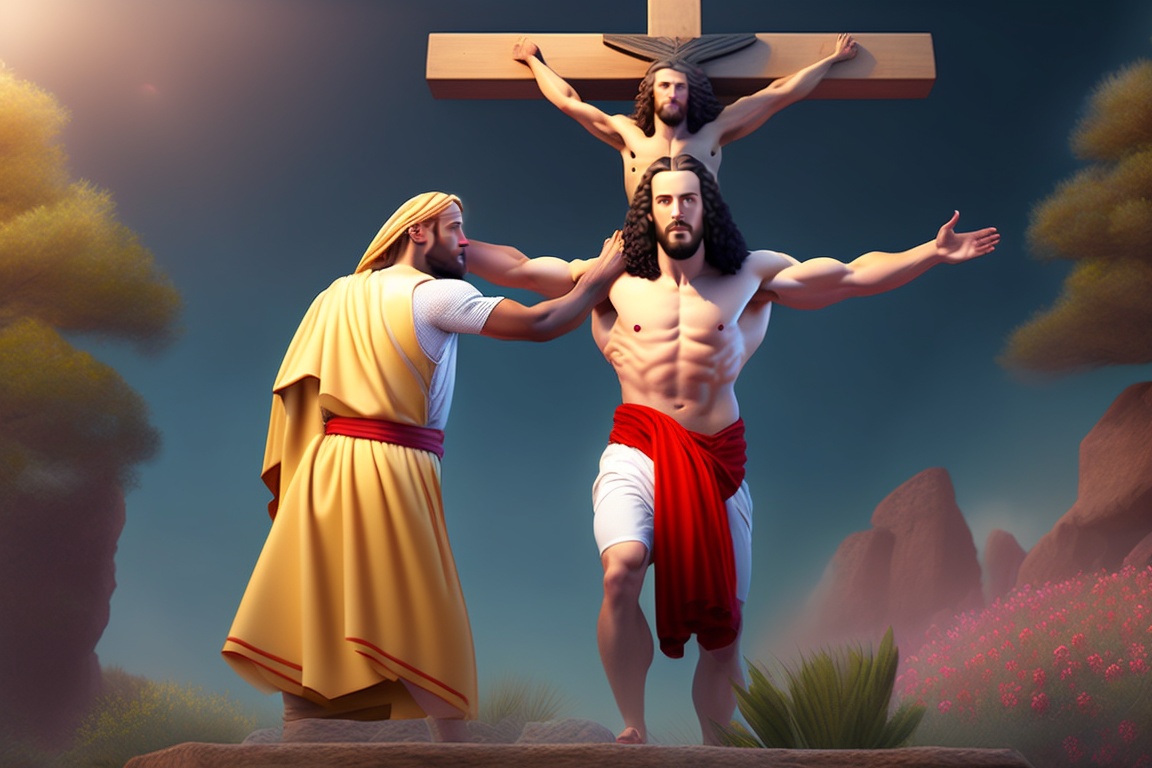 Lexica - In this scene, Jesus on the cross talking to another man on ...