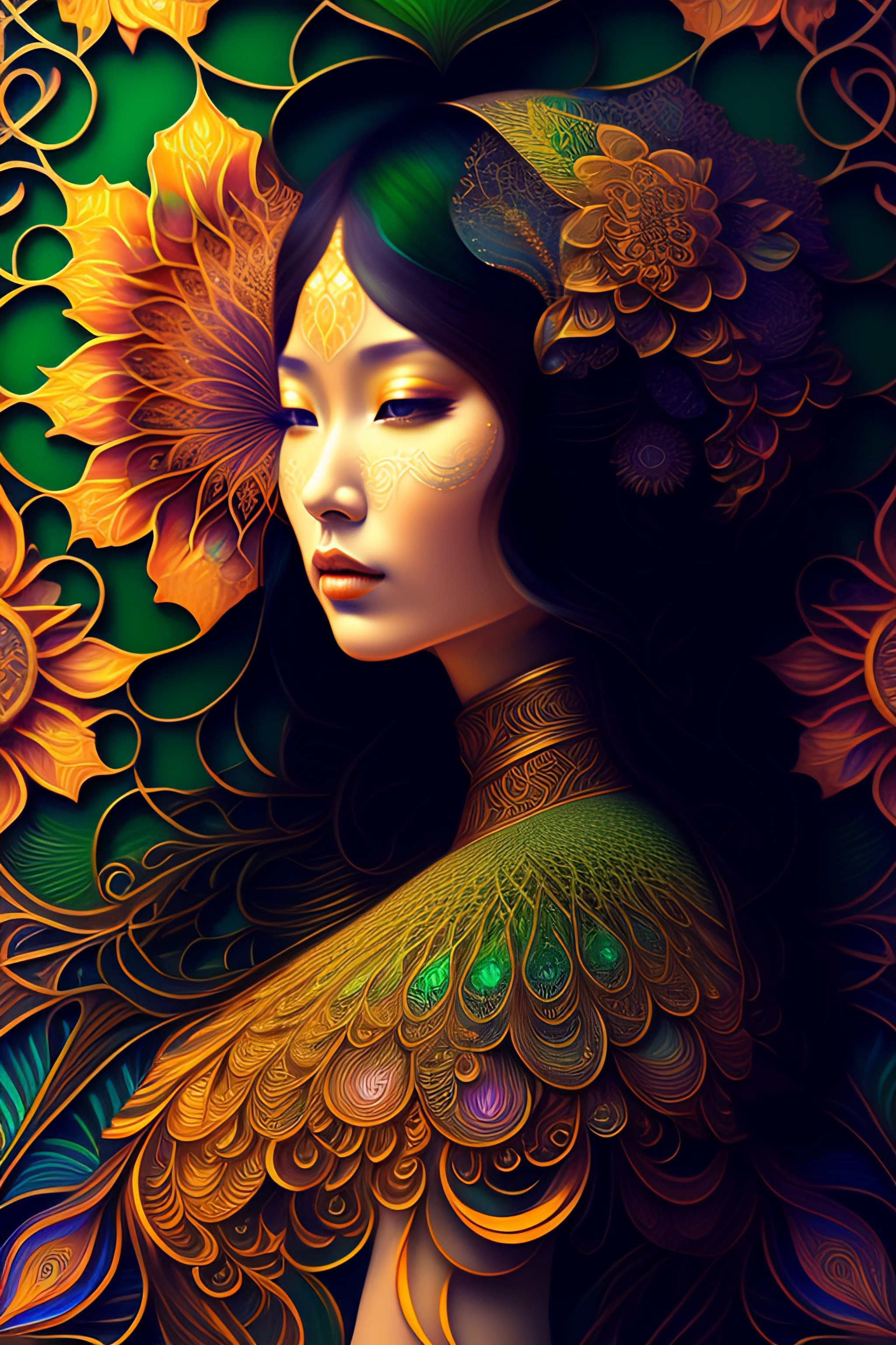 Lexica - Human flower man in green by Android Jones, Earnst Haeckel ...