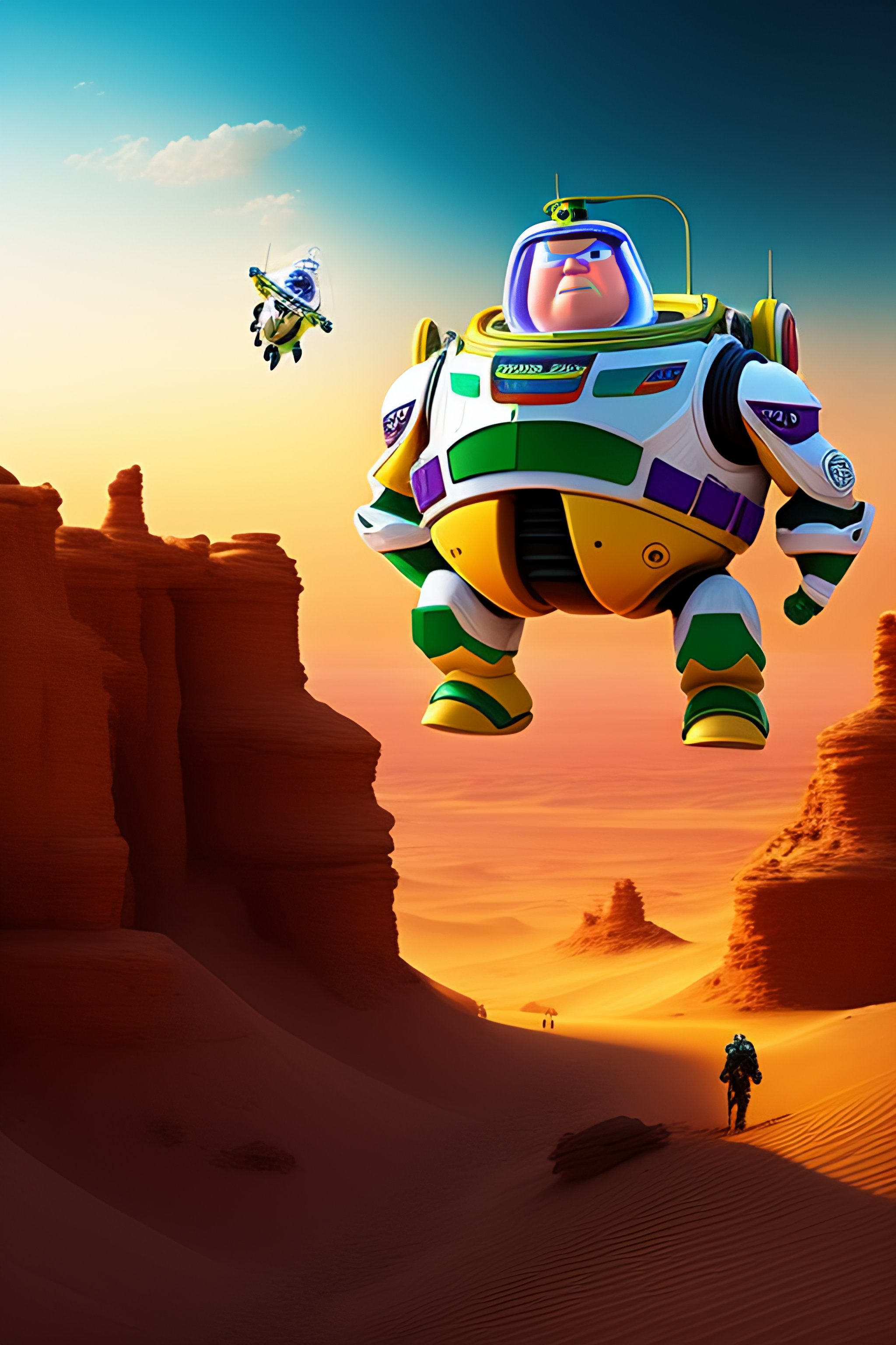 Lexica - Create a scene featuring Buzz Lightyear from Toy Story in egypt