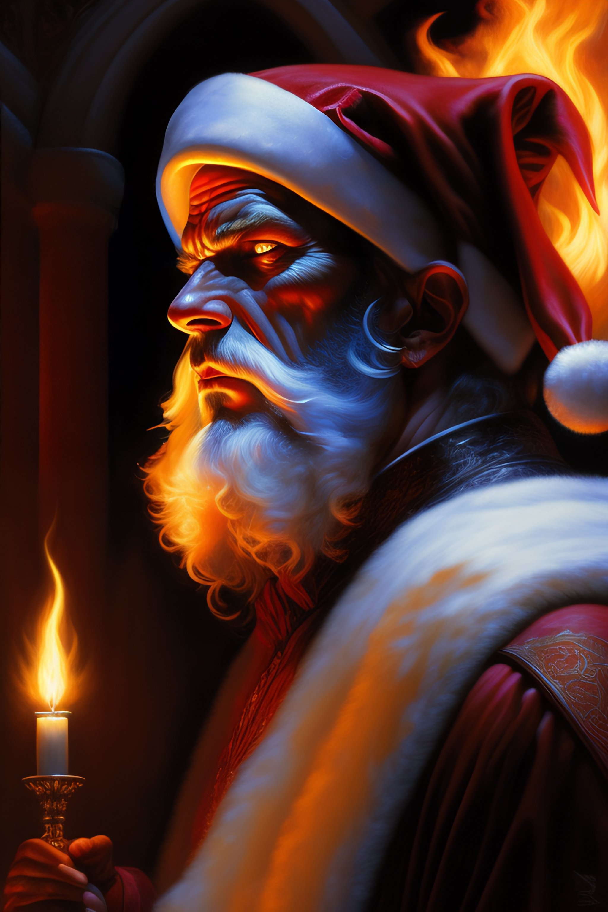 Lexica - Demon Santa Claus painting by donato giancola and ben ...