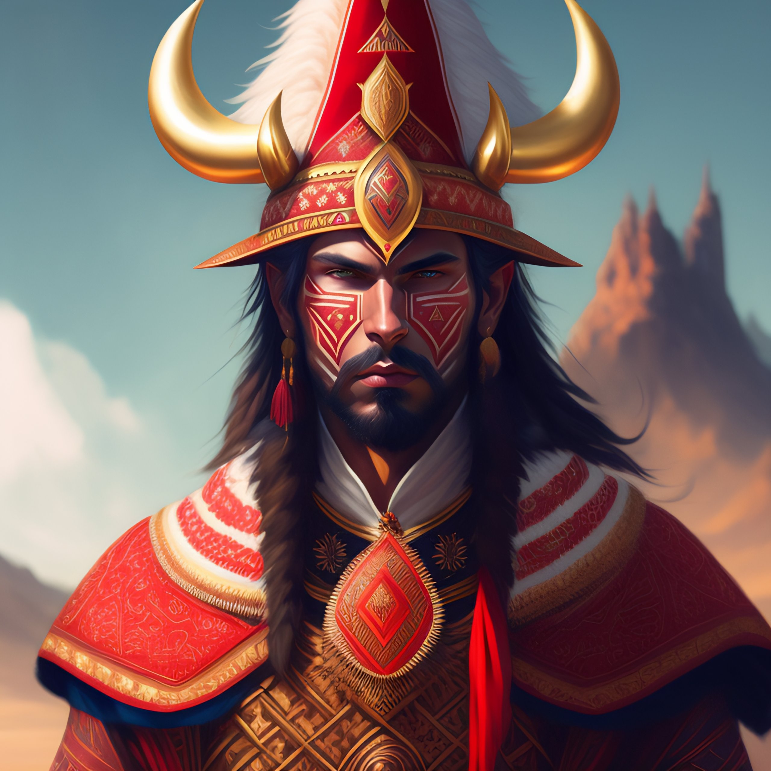 Lexica - A long shot of an unknown mystical slavic man wearing a wooden ...