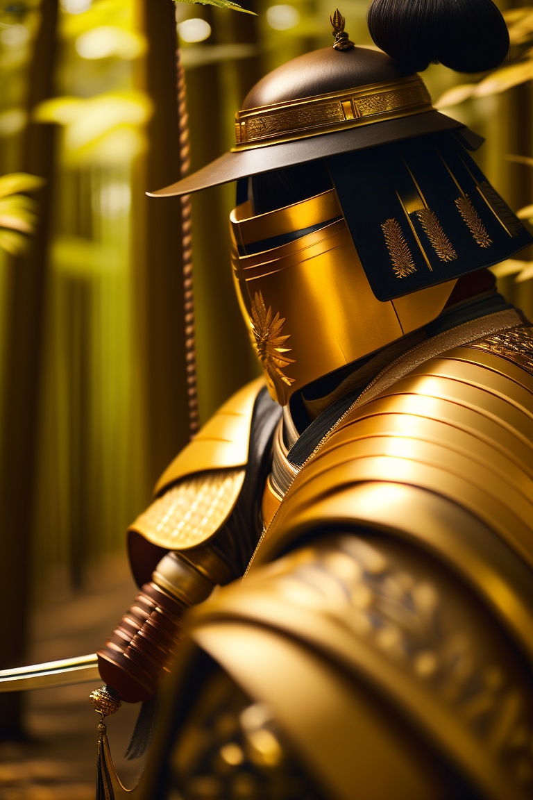 Lexica - Samurai in golden clothing, in the traditional Japanese style ...