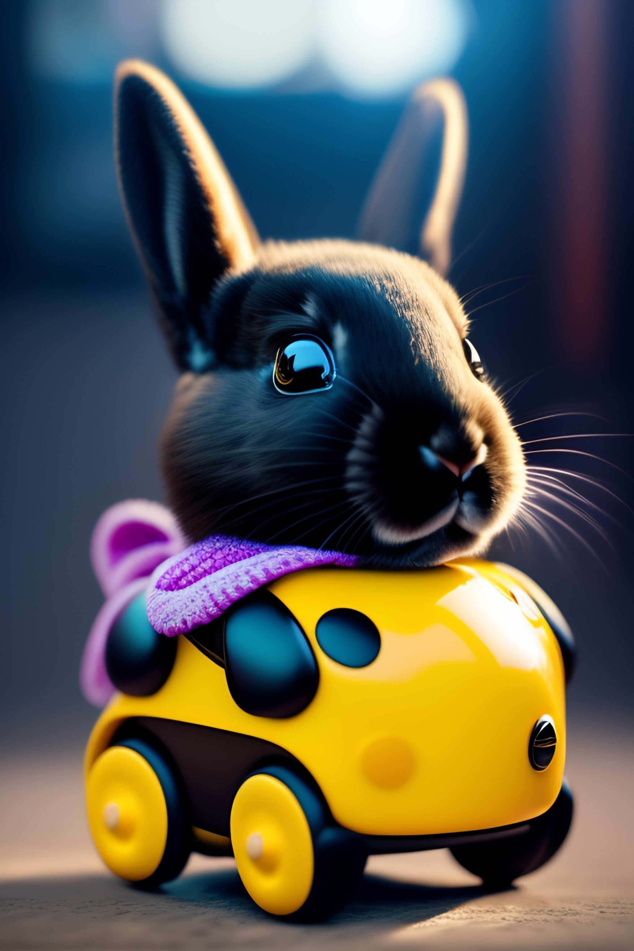 Lexica - Soft batman Bunny robot driving a car