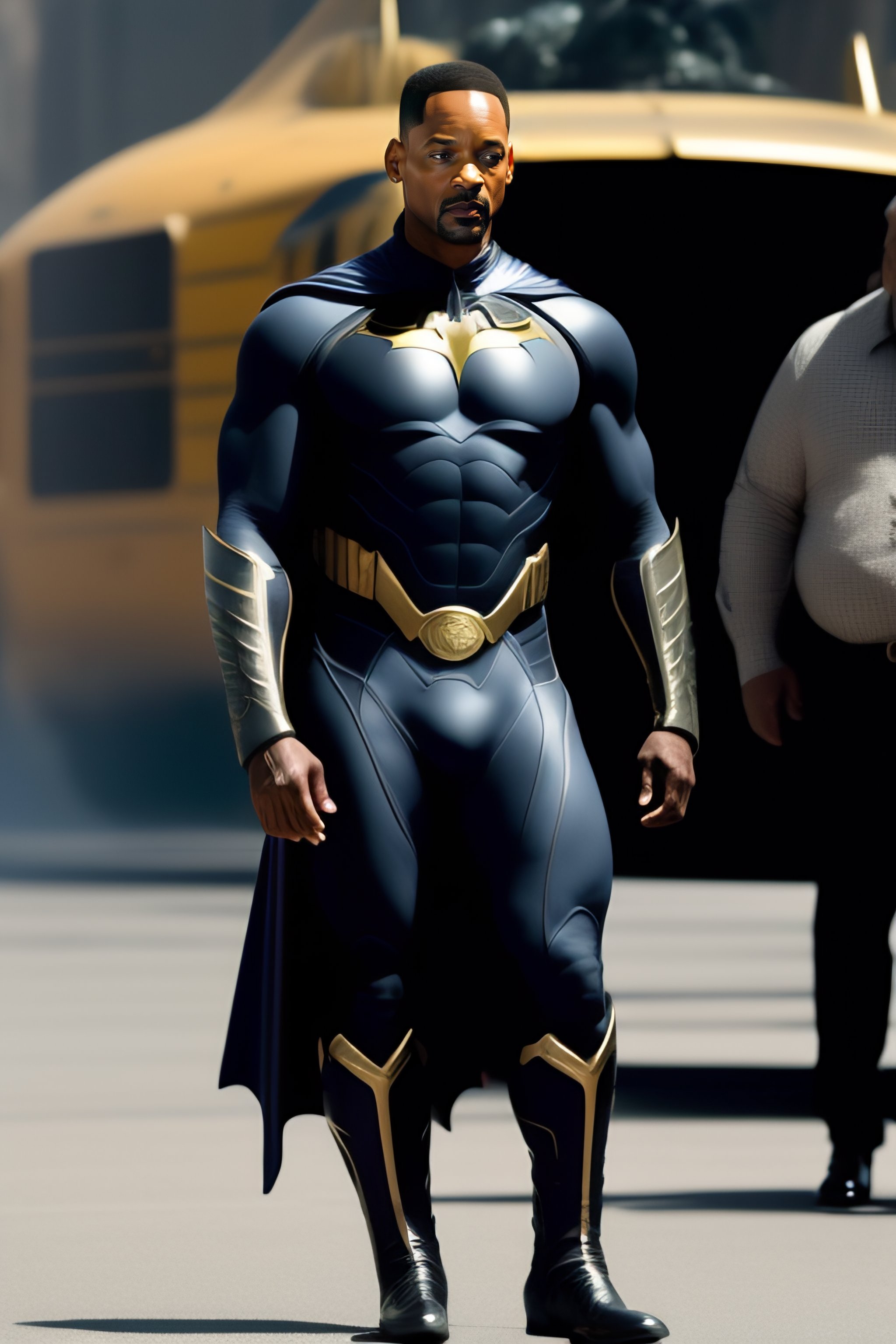Lexica - Will Smith as bruce wayne with batsuit in batman movie, full body