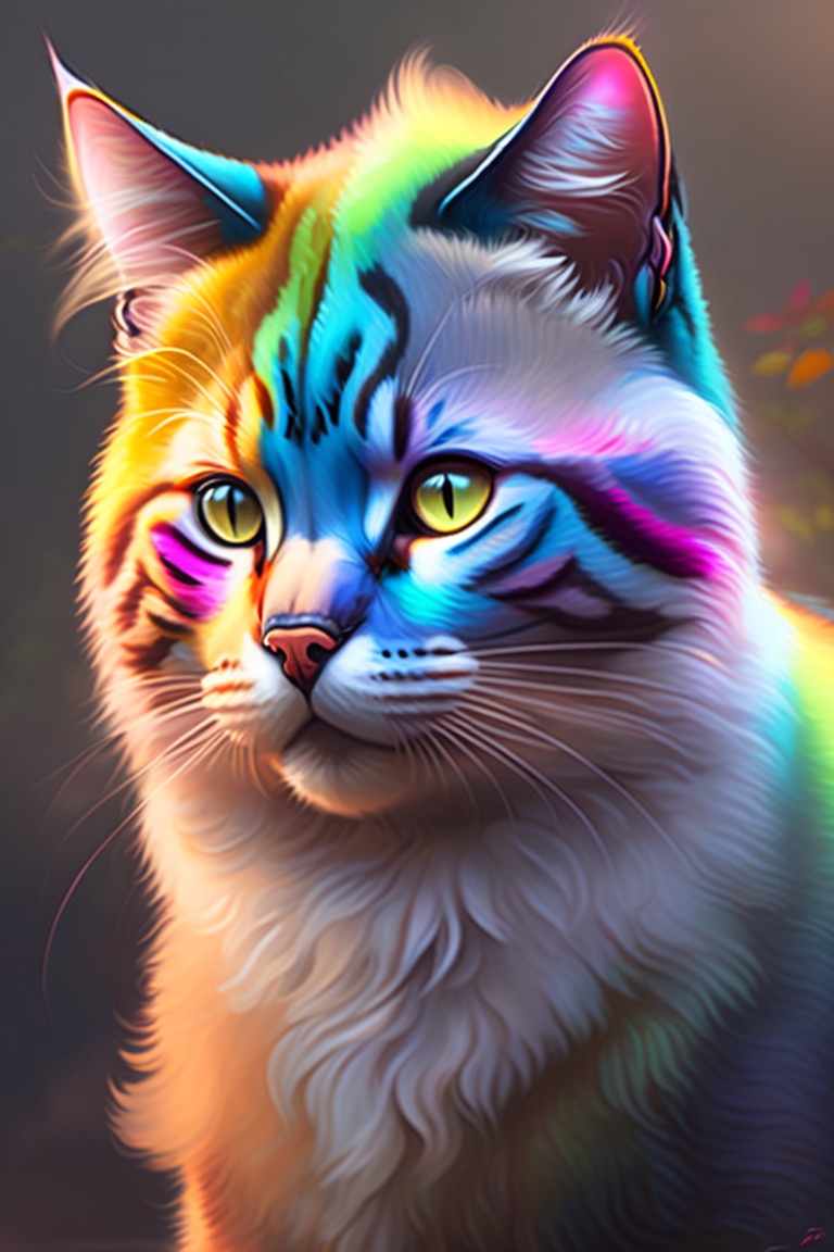 Lexica - A rainbow colored cat, concept art, digital painting, trending ...