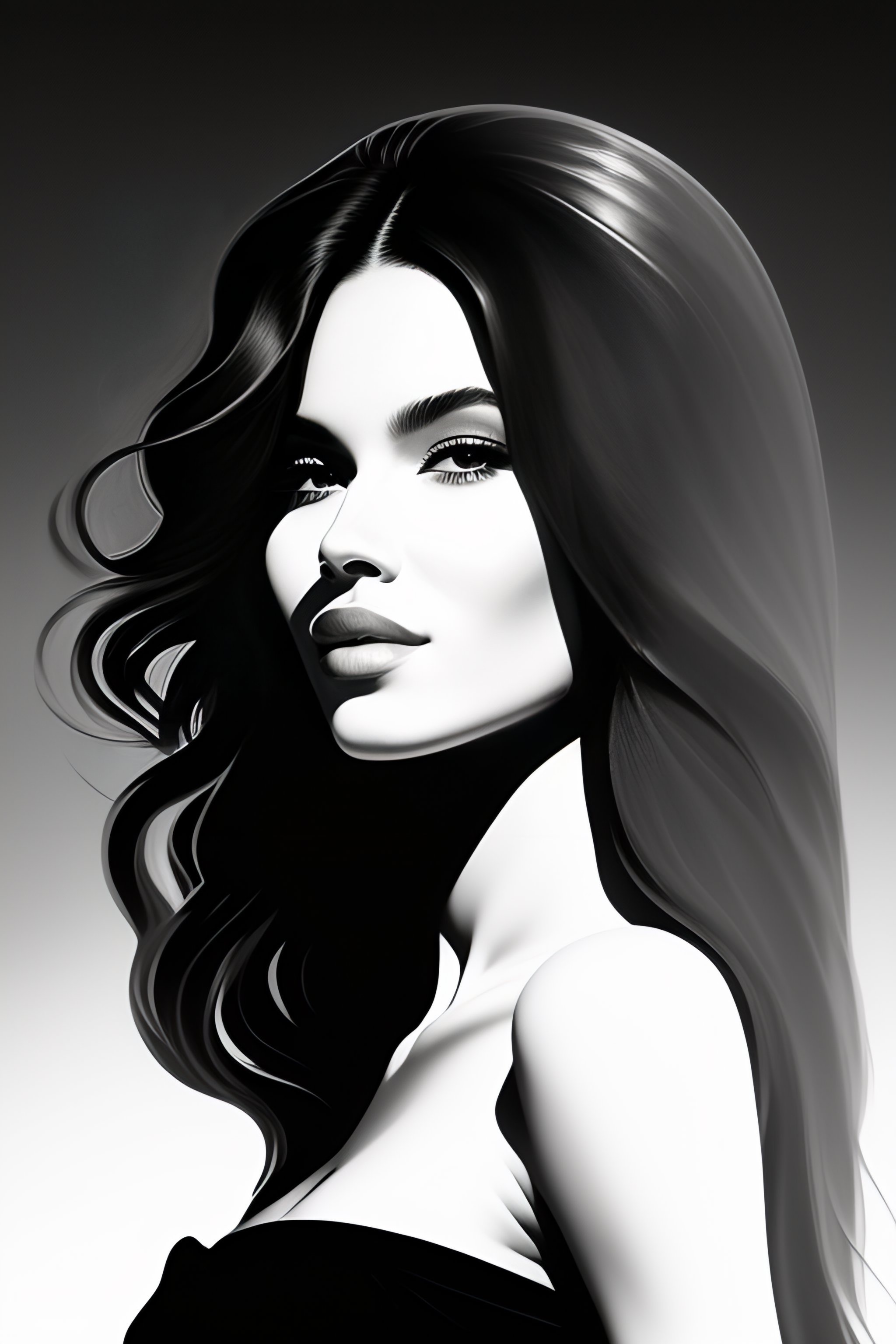 Lexica - Monochrome silhouette of a face, black and white, 2d, side ...