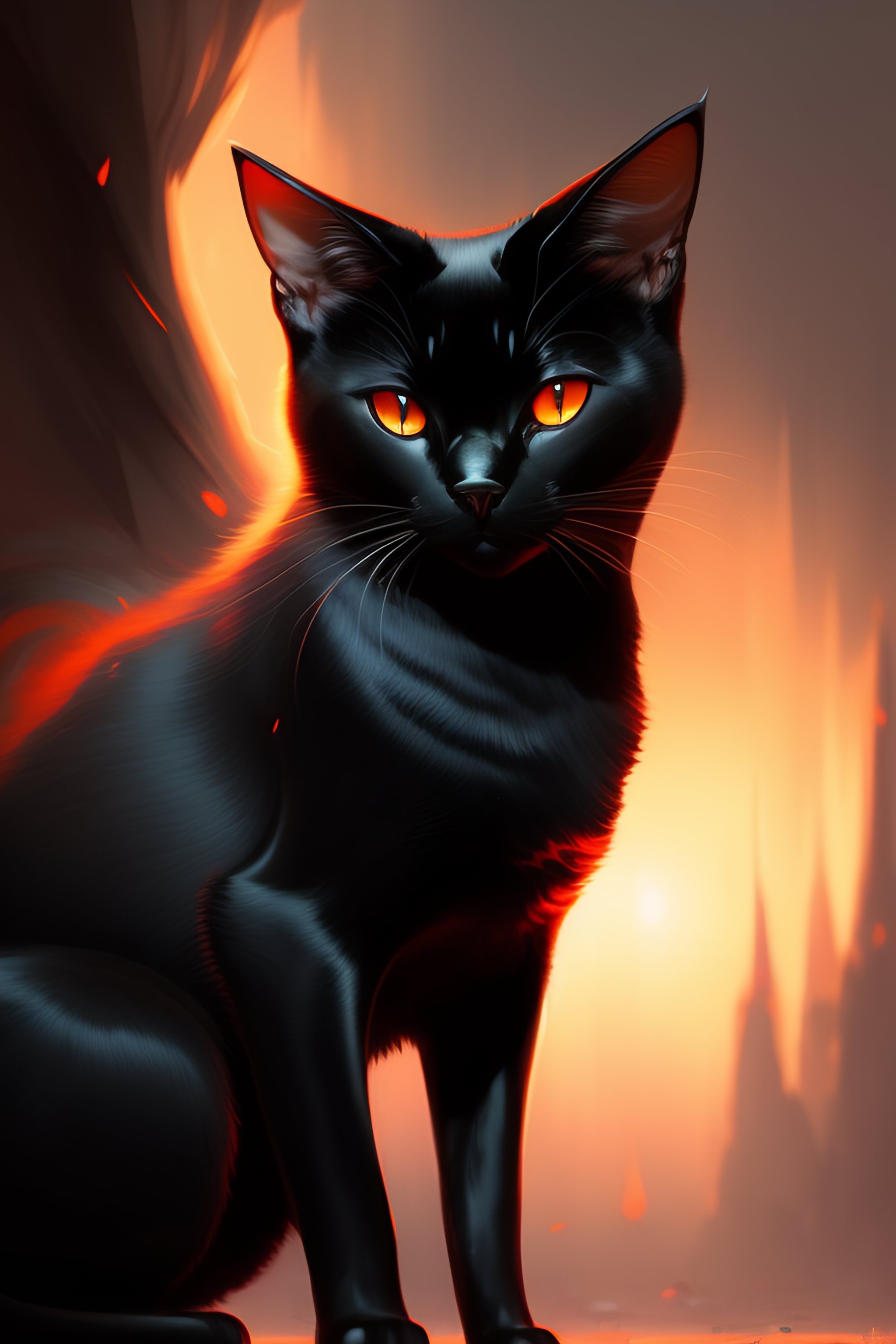 Lexica - Black color cat, red eyes illustration, by jordan grimmer and ...