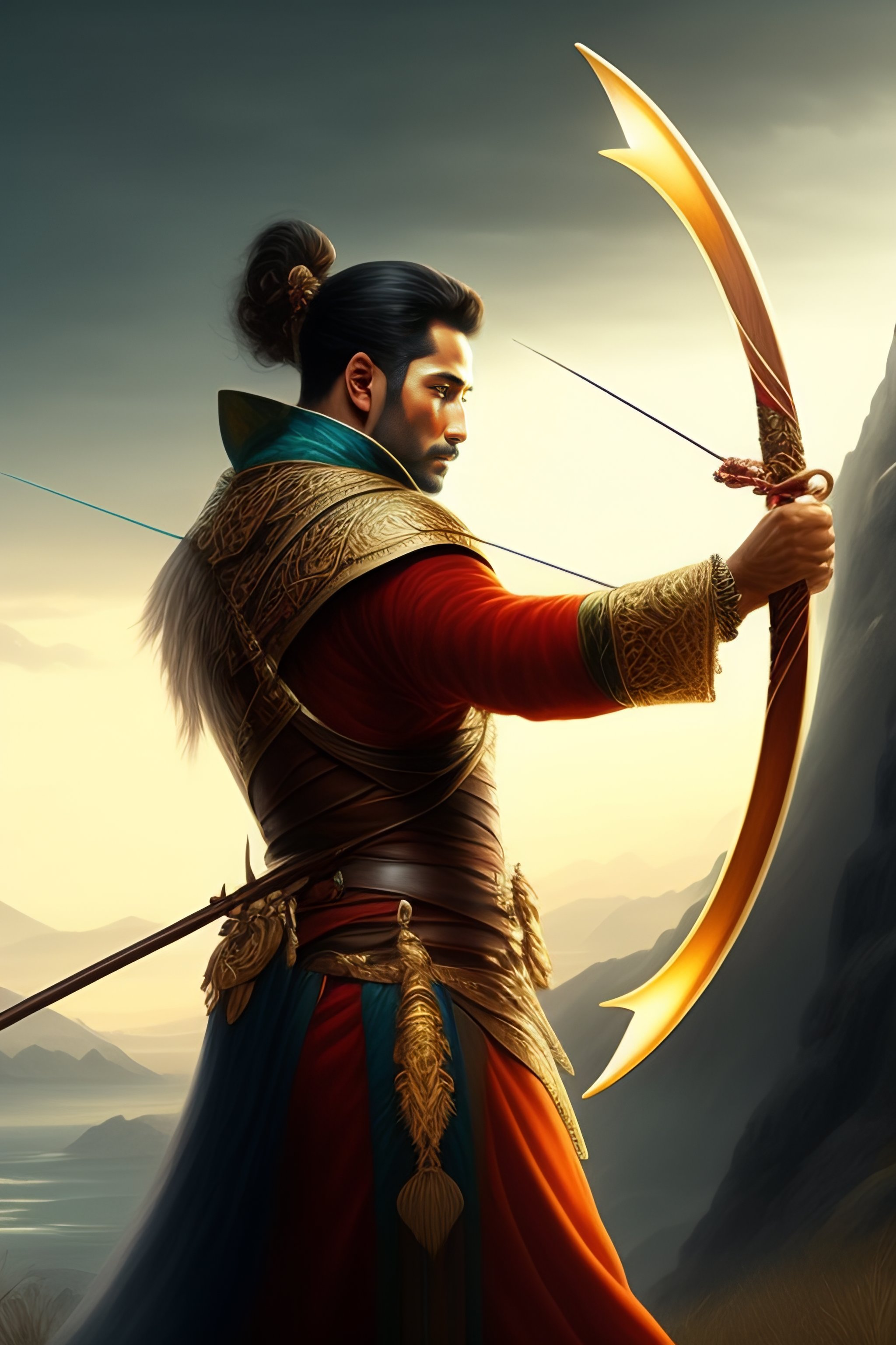 Lexica - Single object, bow without string, shooting an arrow of fire ...