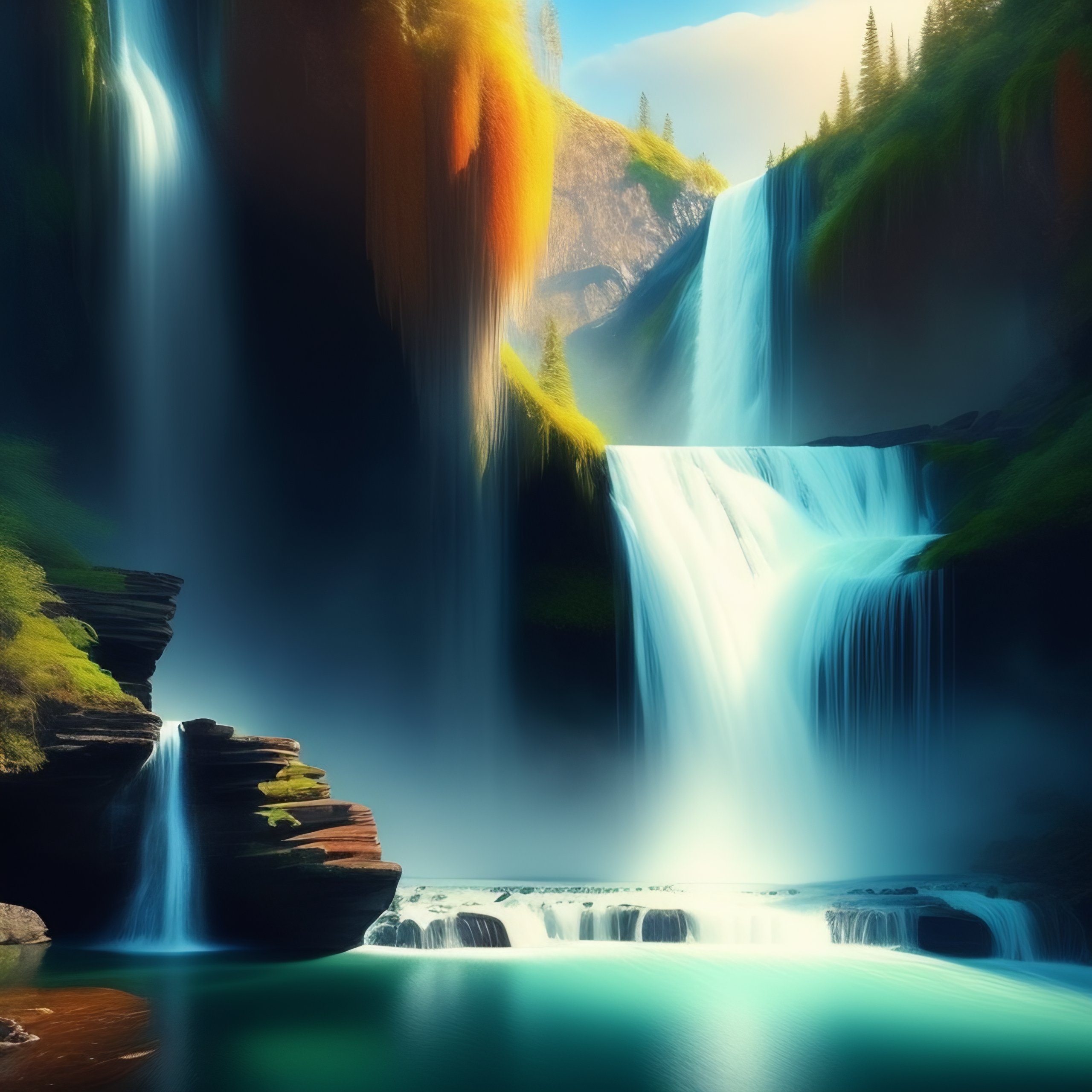 Lexica - A beautiful waterfall, elegant, soulful, liquid, masterpiece ...