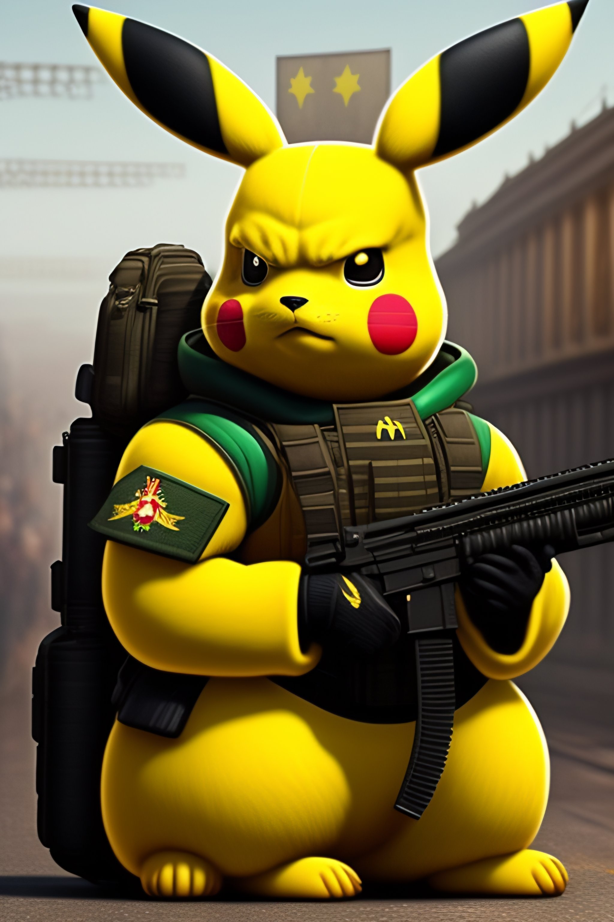 Lexica - Masterpiece, Pikachu, wearing tactical armor, ukraine patches ...