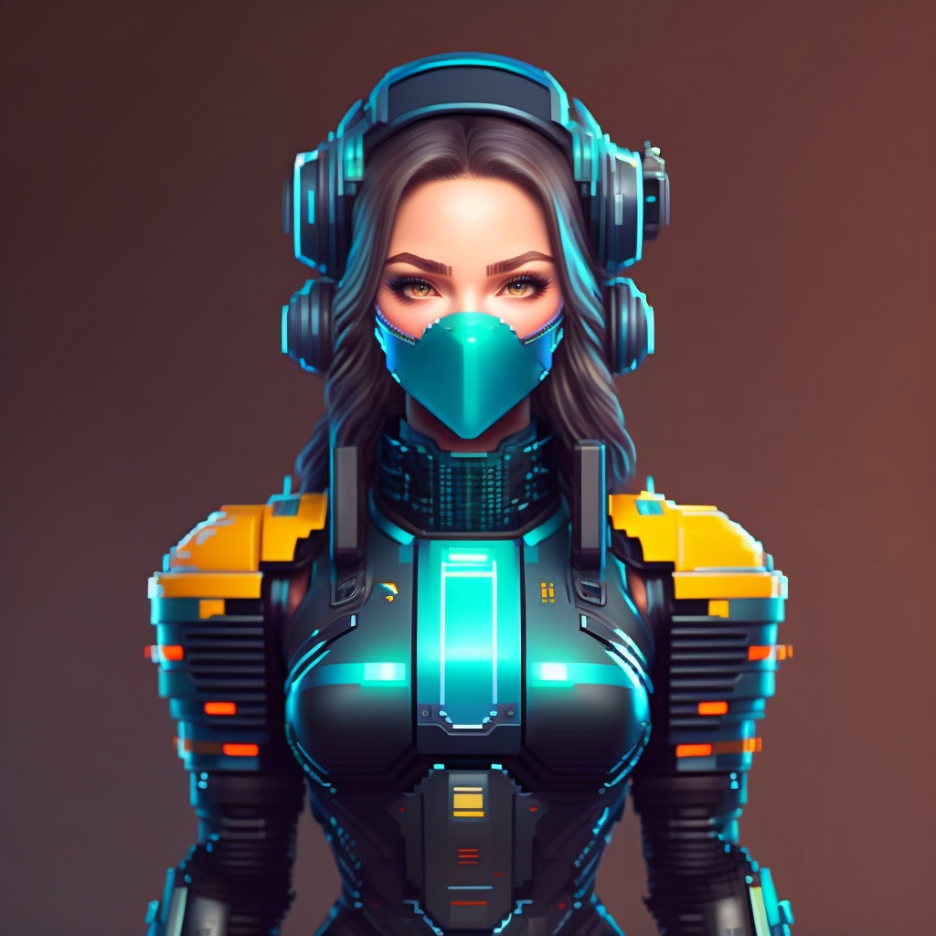 Lexica - Pixel art, front view of woman cyborg