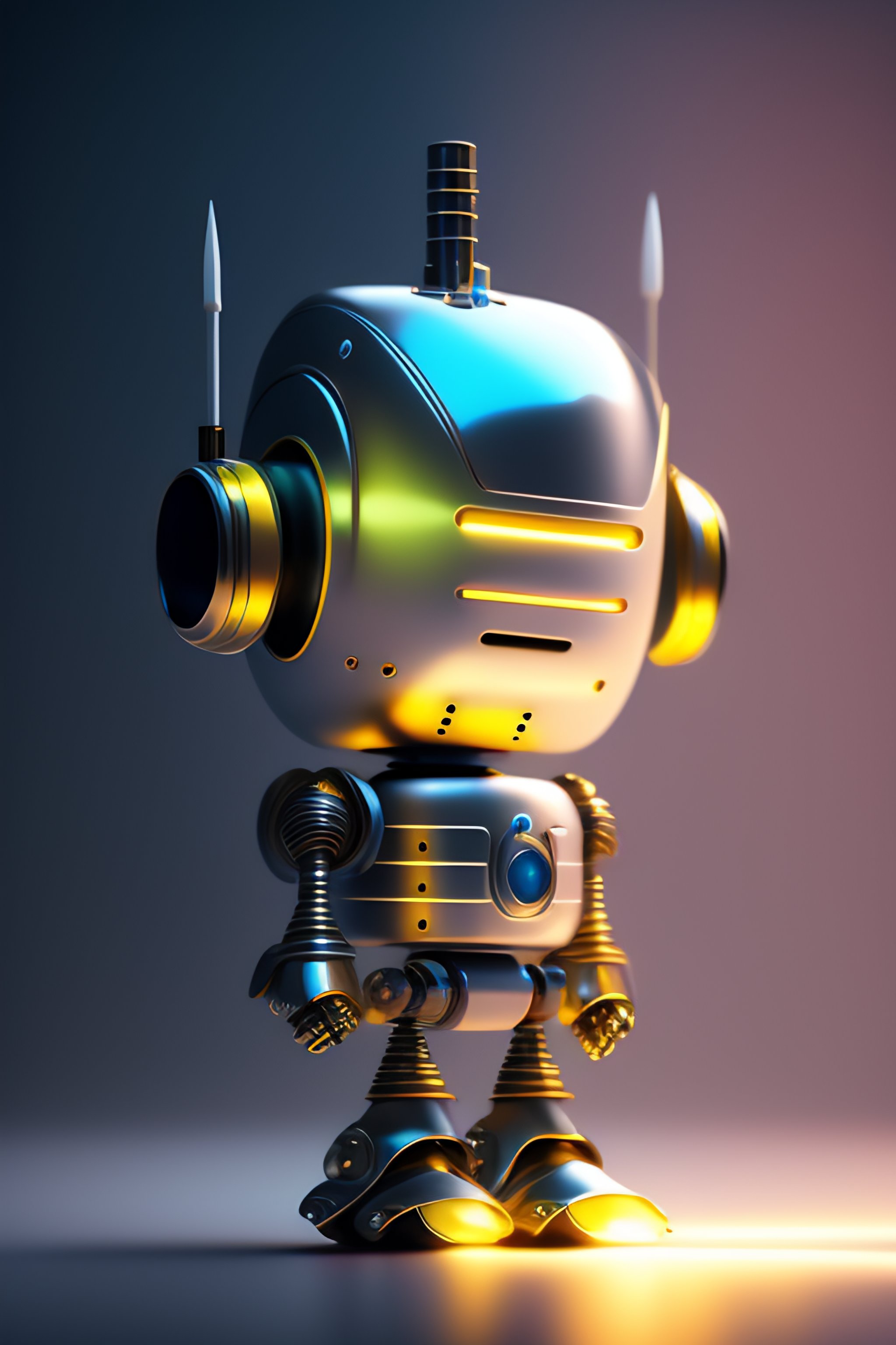 Lexica - Happy Minimalist robot in the shape of a paintbrush, beautiful ...