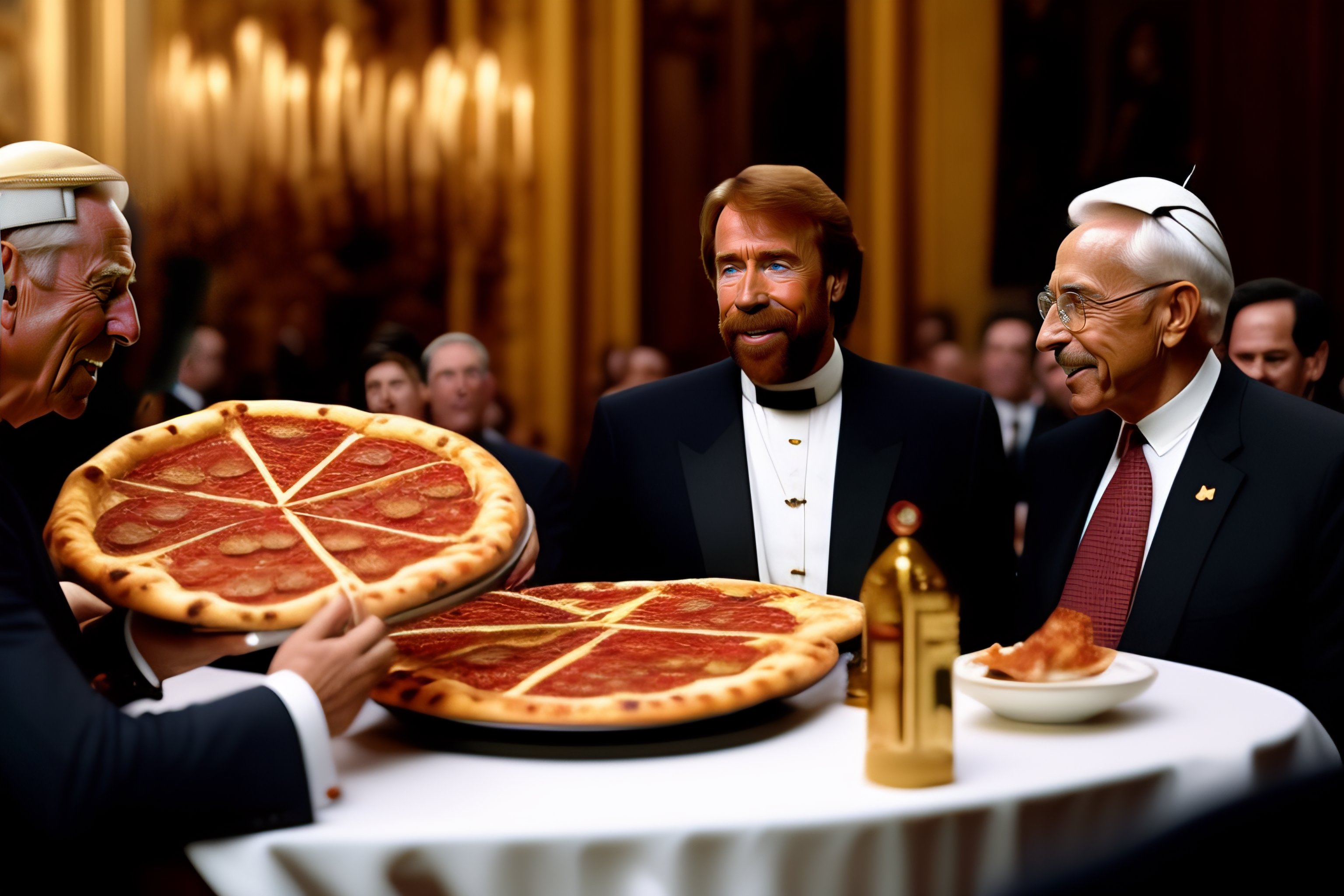 Lexica - Chuck Norris eating pizza with Ratzinger Pope