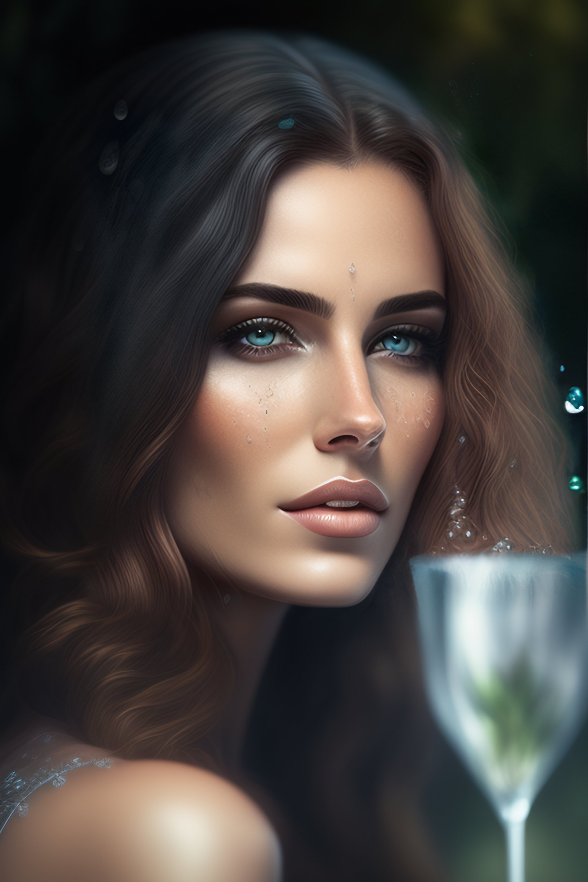 Lexica - Realistic gothic digital art portrait with water