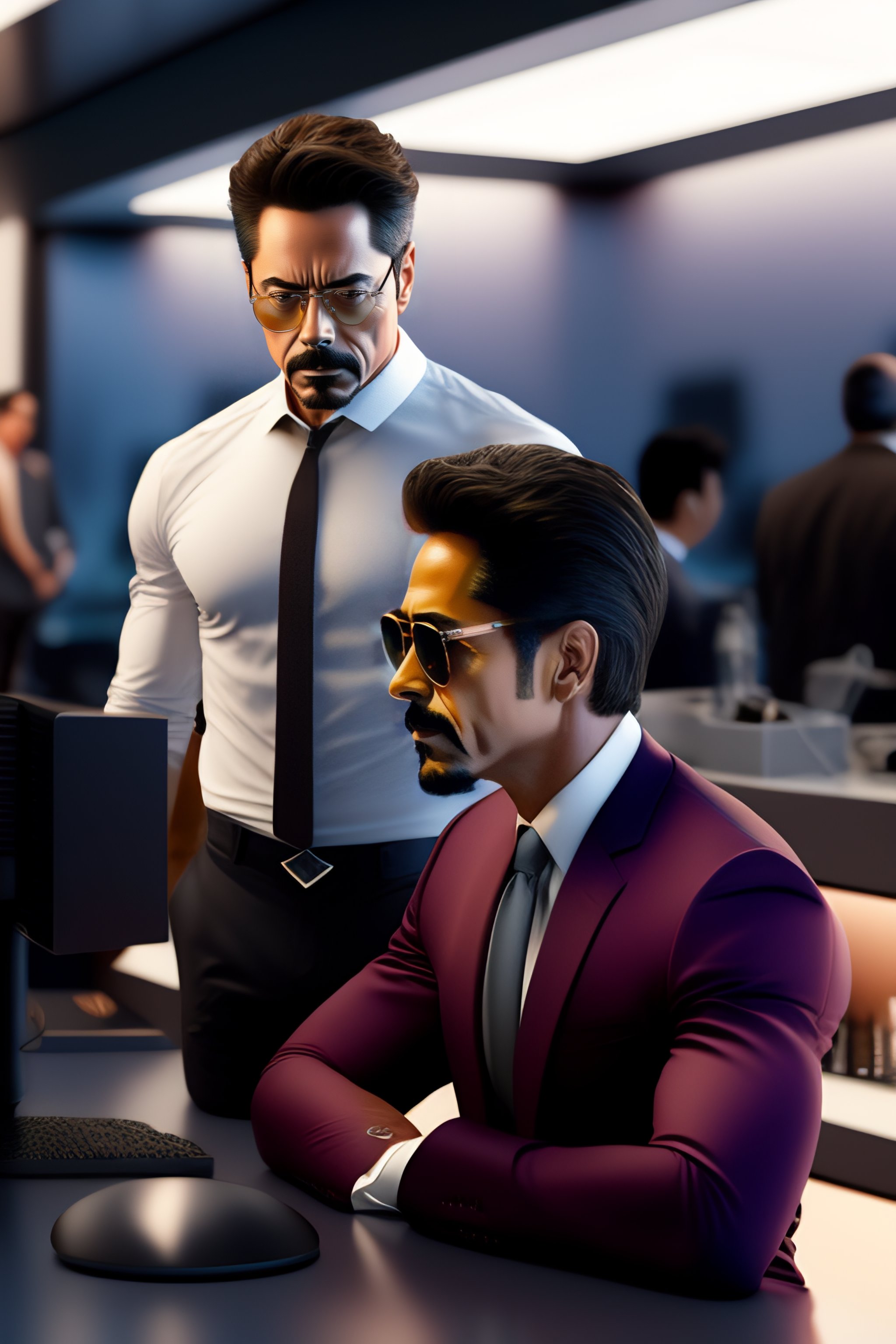 Lexica - Tony Stark working at the Genius Bar in an Apple store, alex ...