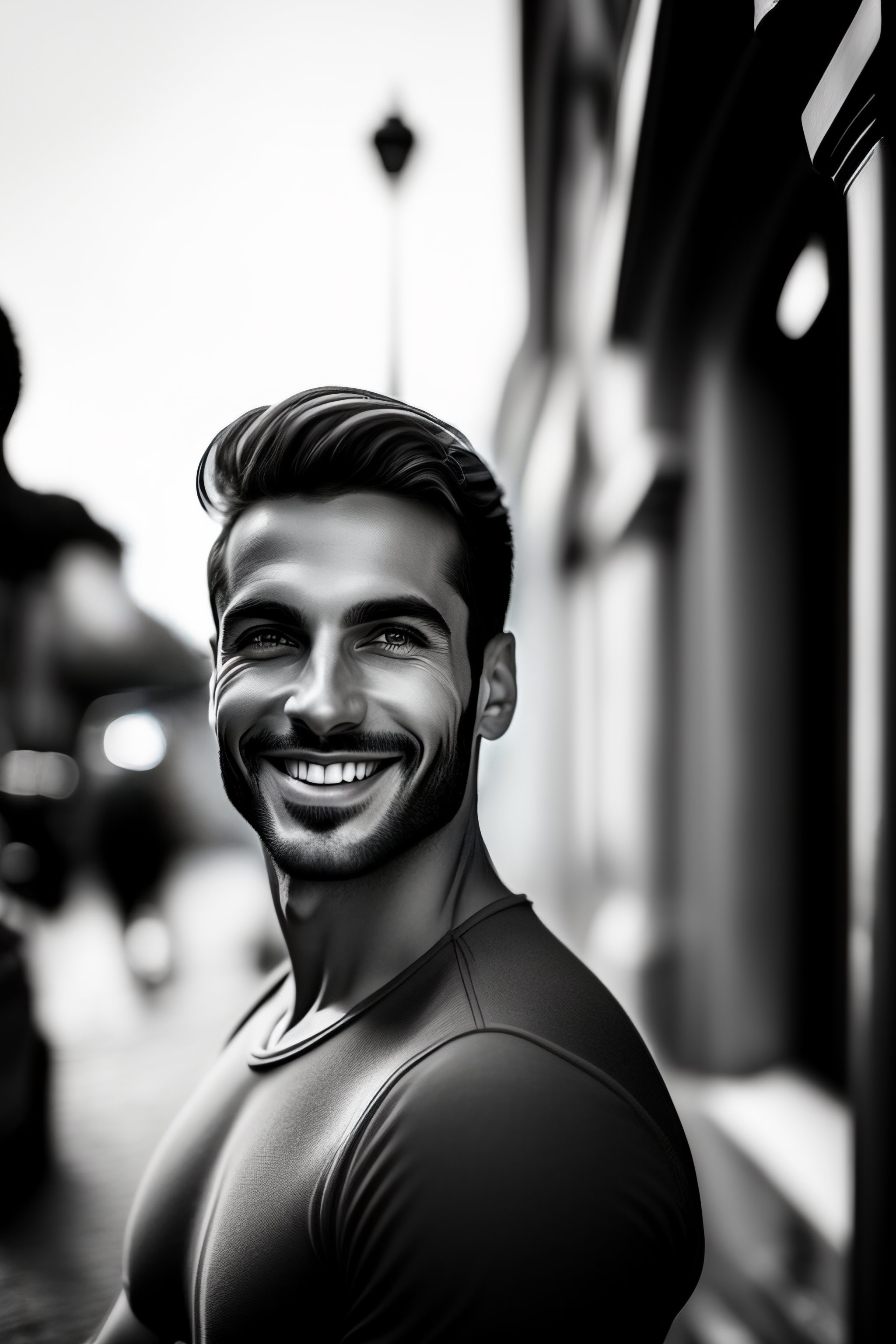 Lexica - A black and white photo of yourself a handsome European Male ...