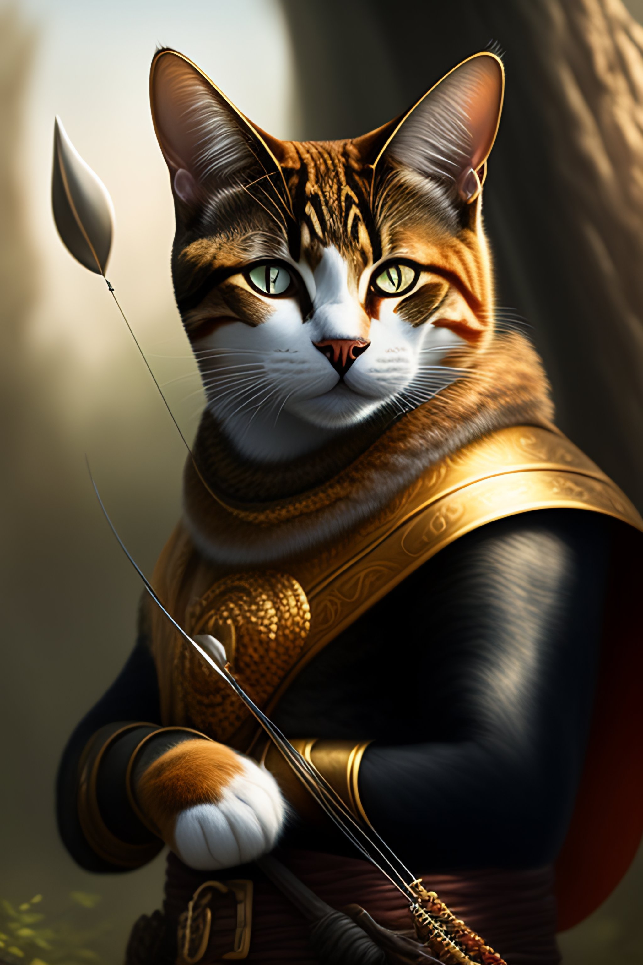 Lexica - Portrait of a cat-archer
