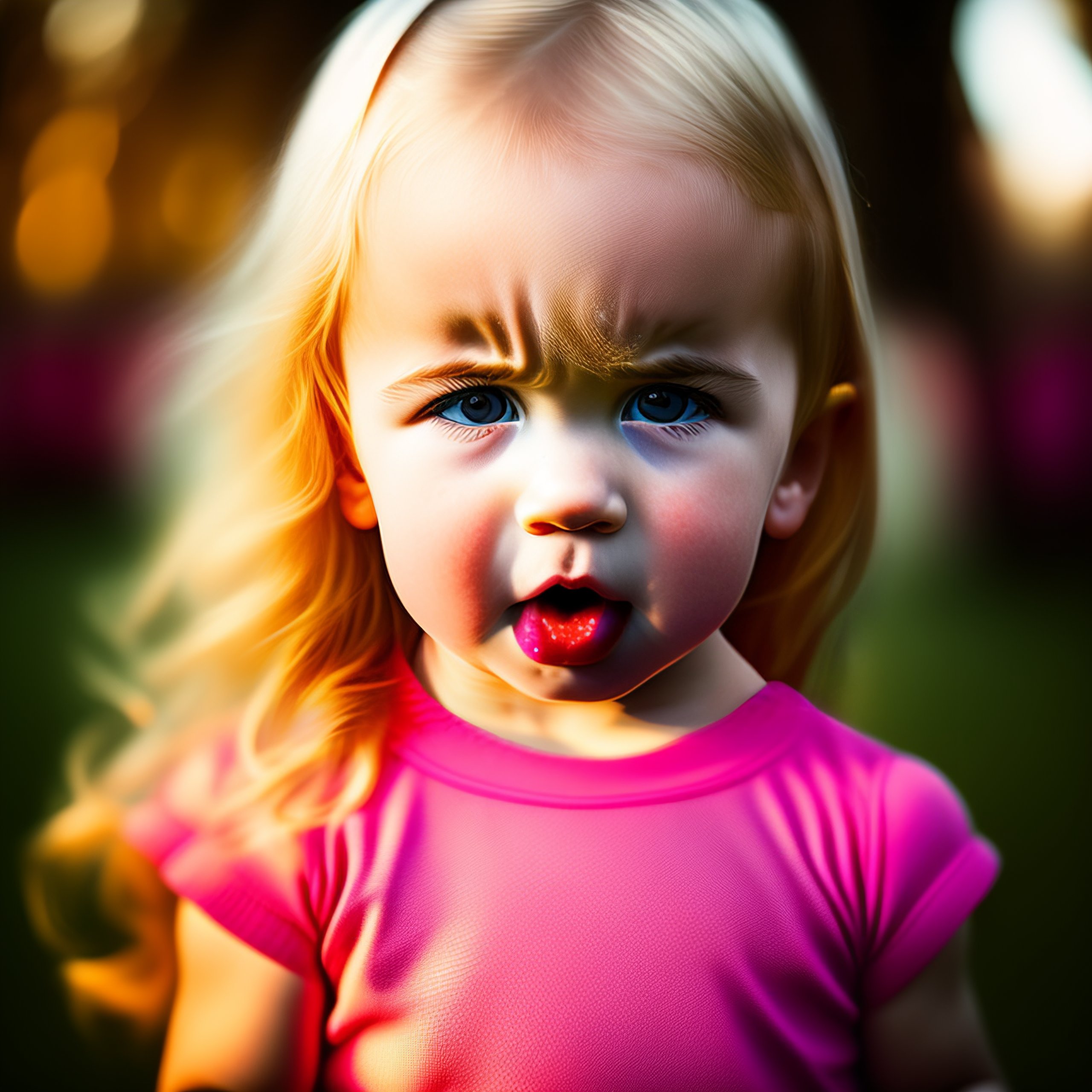 Lexica - 3 year old blonde girl angry. style of peppa pig