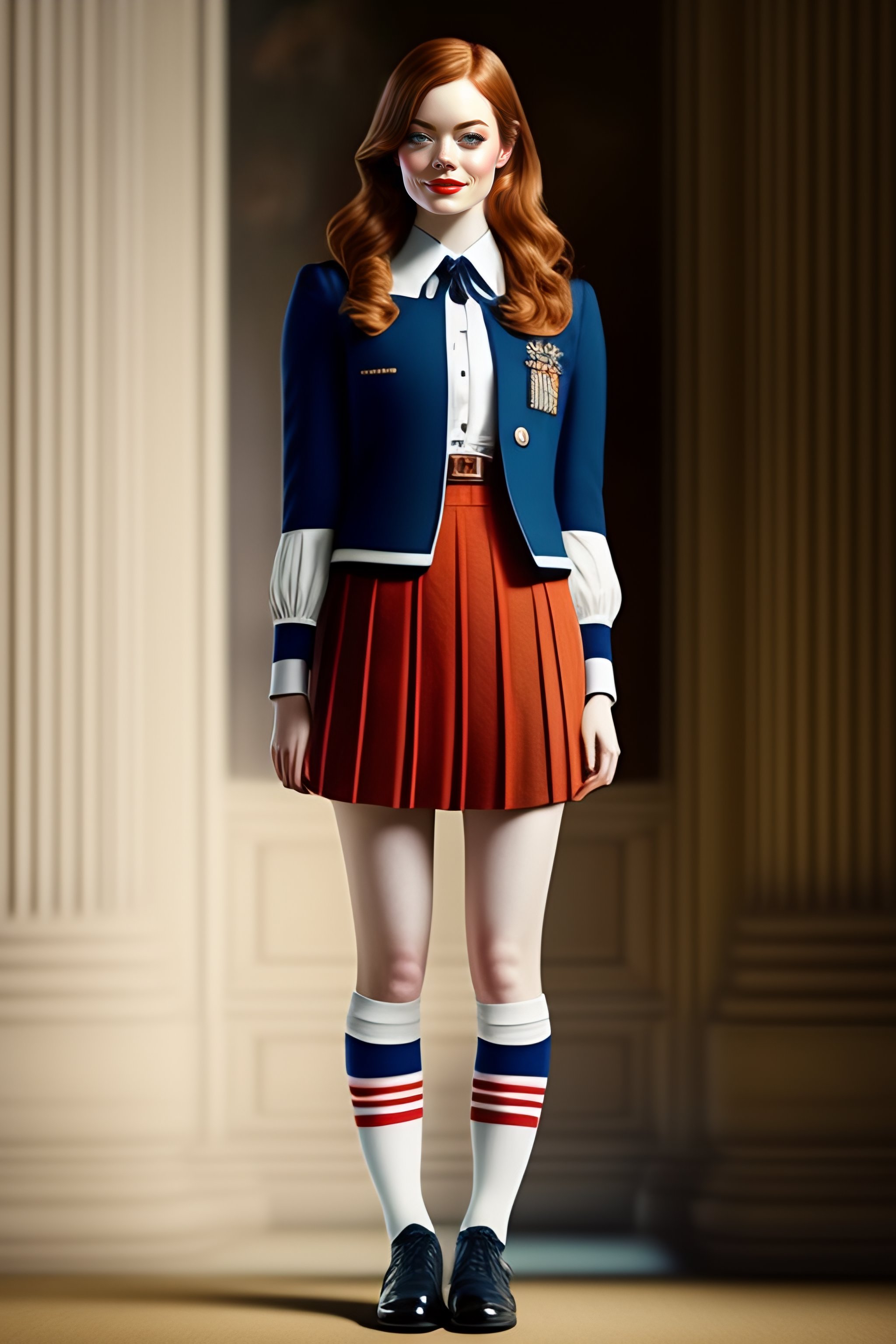 Lexica - Emma Stone - un, school uniform, seifuku, pleated miniskirt ...