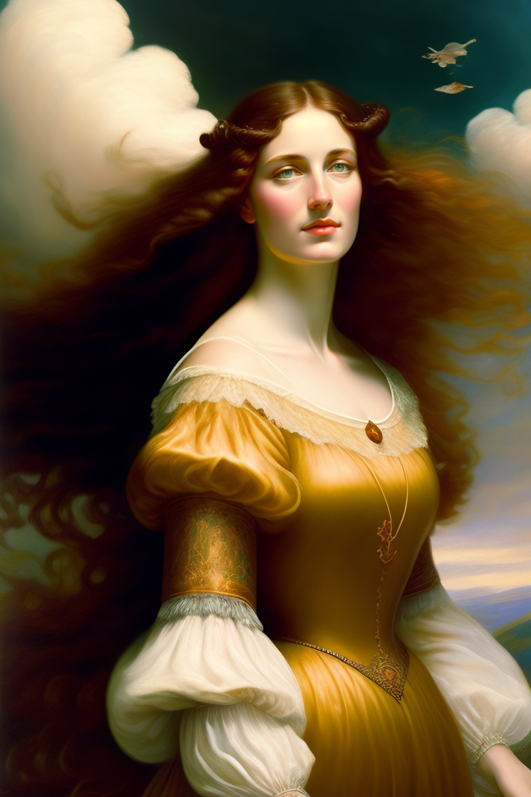 Lexica - Romantic pre-Raphaelite style oil painting portrait of a ...