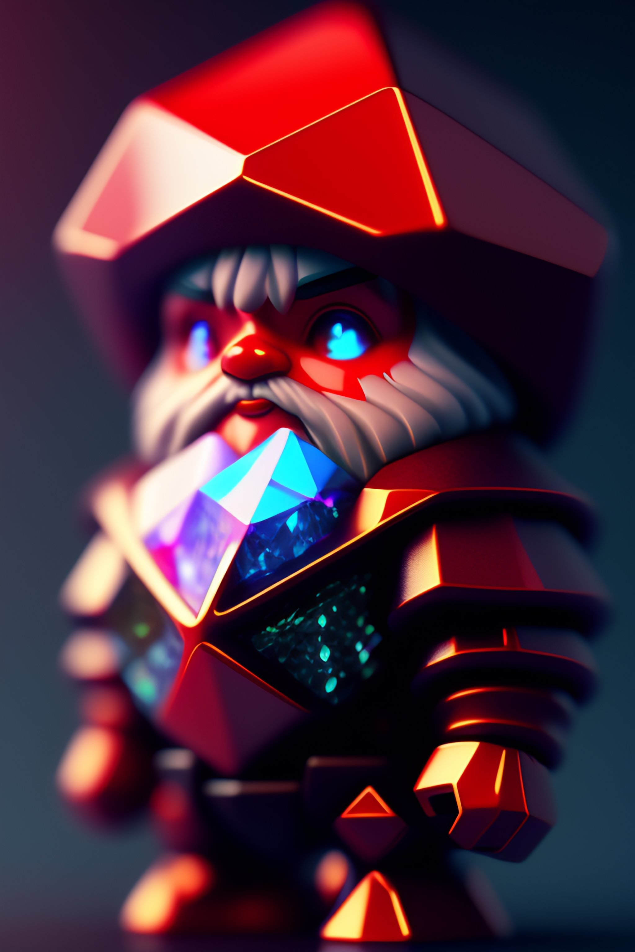Lexica - Red eyes low poly front shot of a gnome character ominous ...