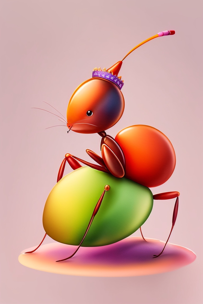 Lexica - Ant character brown color,queen ant with crown (drawing style ...