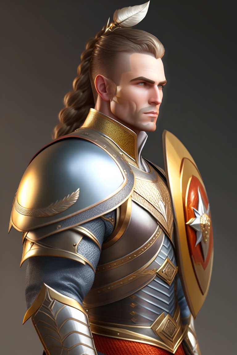 Lexica - Large strong male elf, in scale armor, spear in his right hand ...