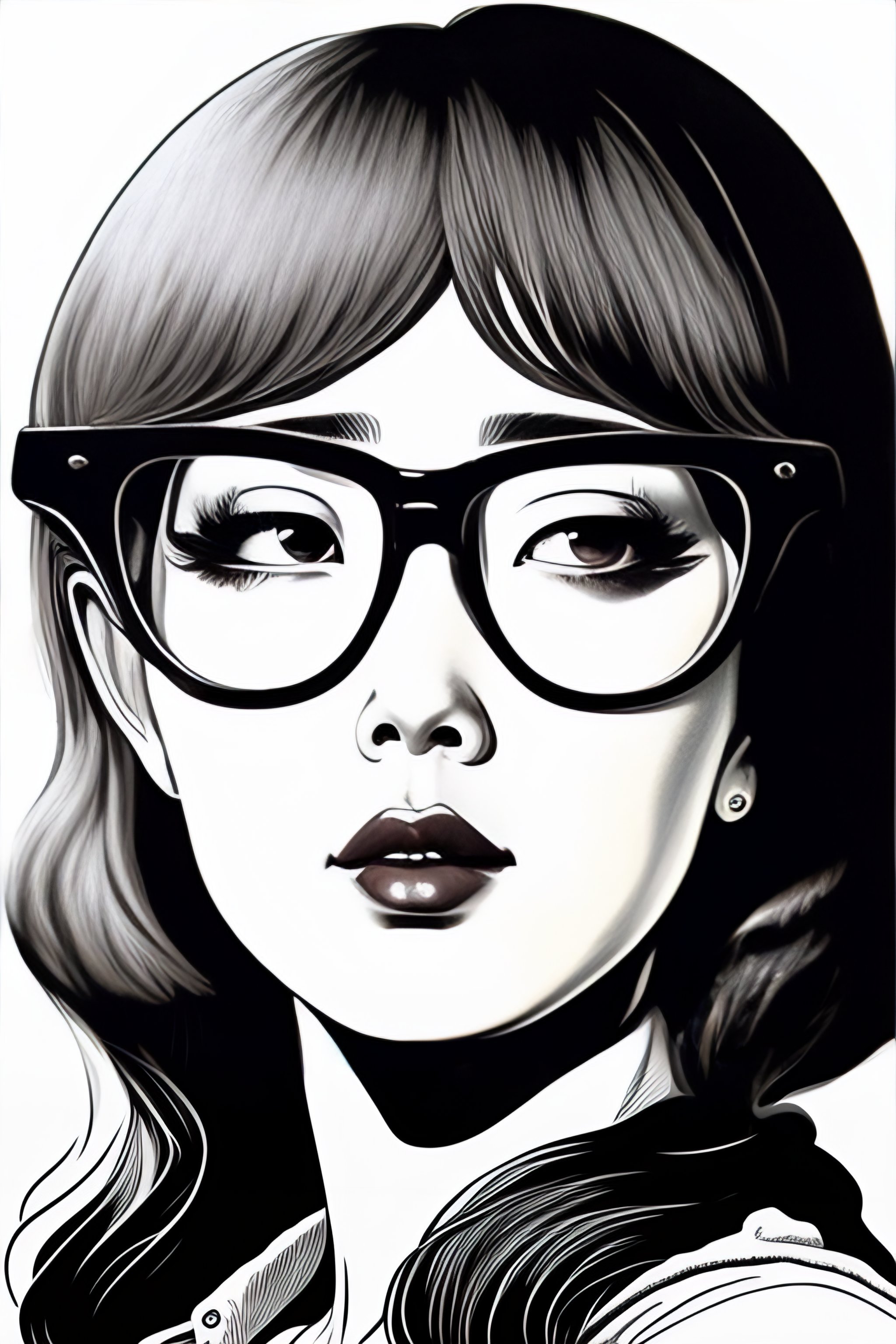 Lexica - Drawing in the style of Junji ito, glasses
