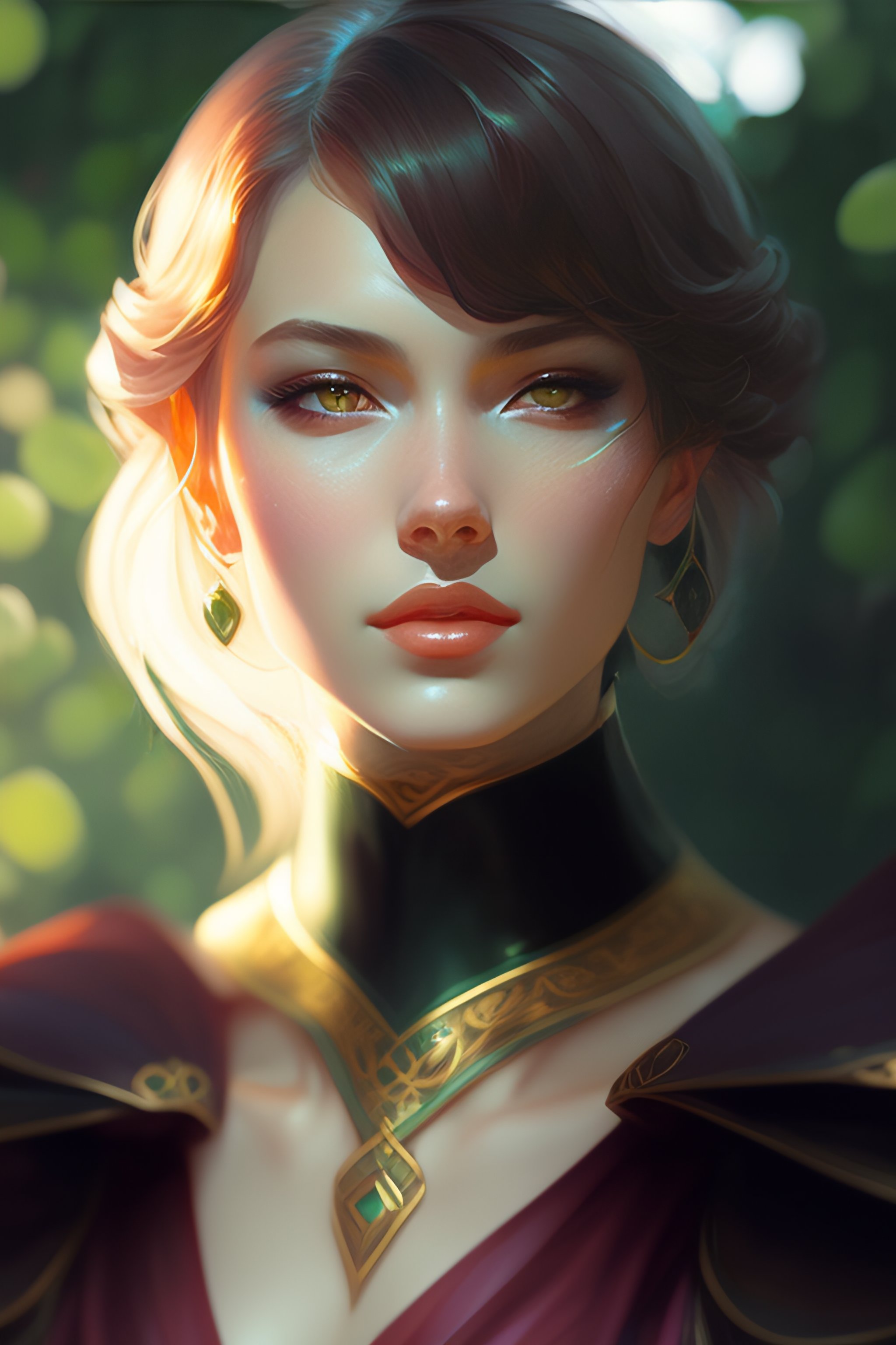 Lexica - She greeted me as I fell in, colors mainly green in the matrix ...