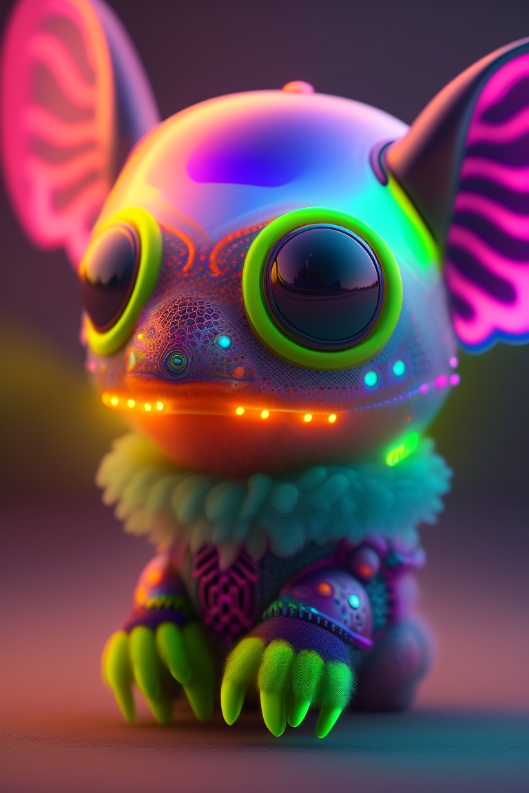 Lexica - Gelly cute alien monster, full-body, neon glow colors, highly ...