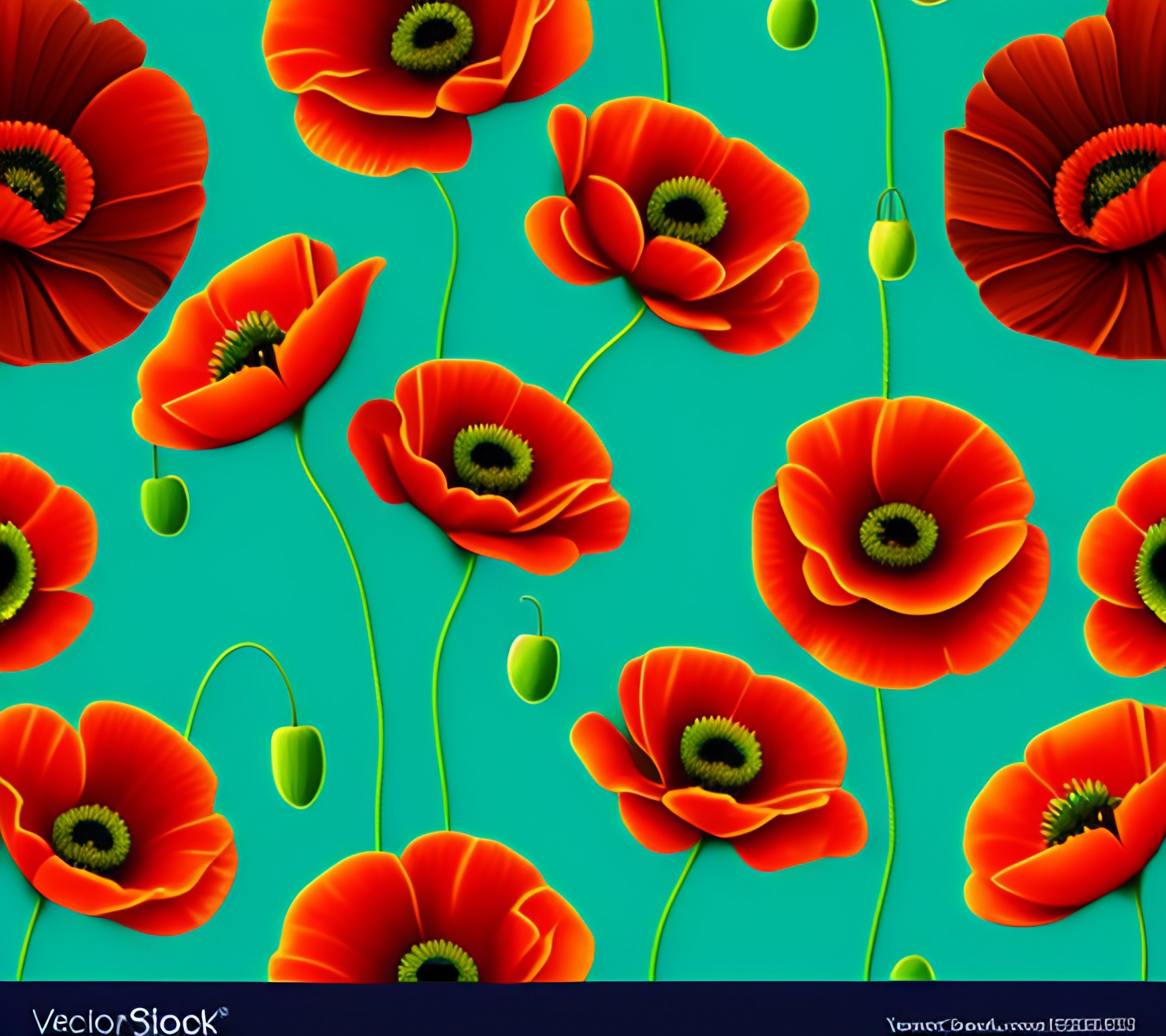 Lexica - Red Poppies in an all over seamless pattern surreal in ...