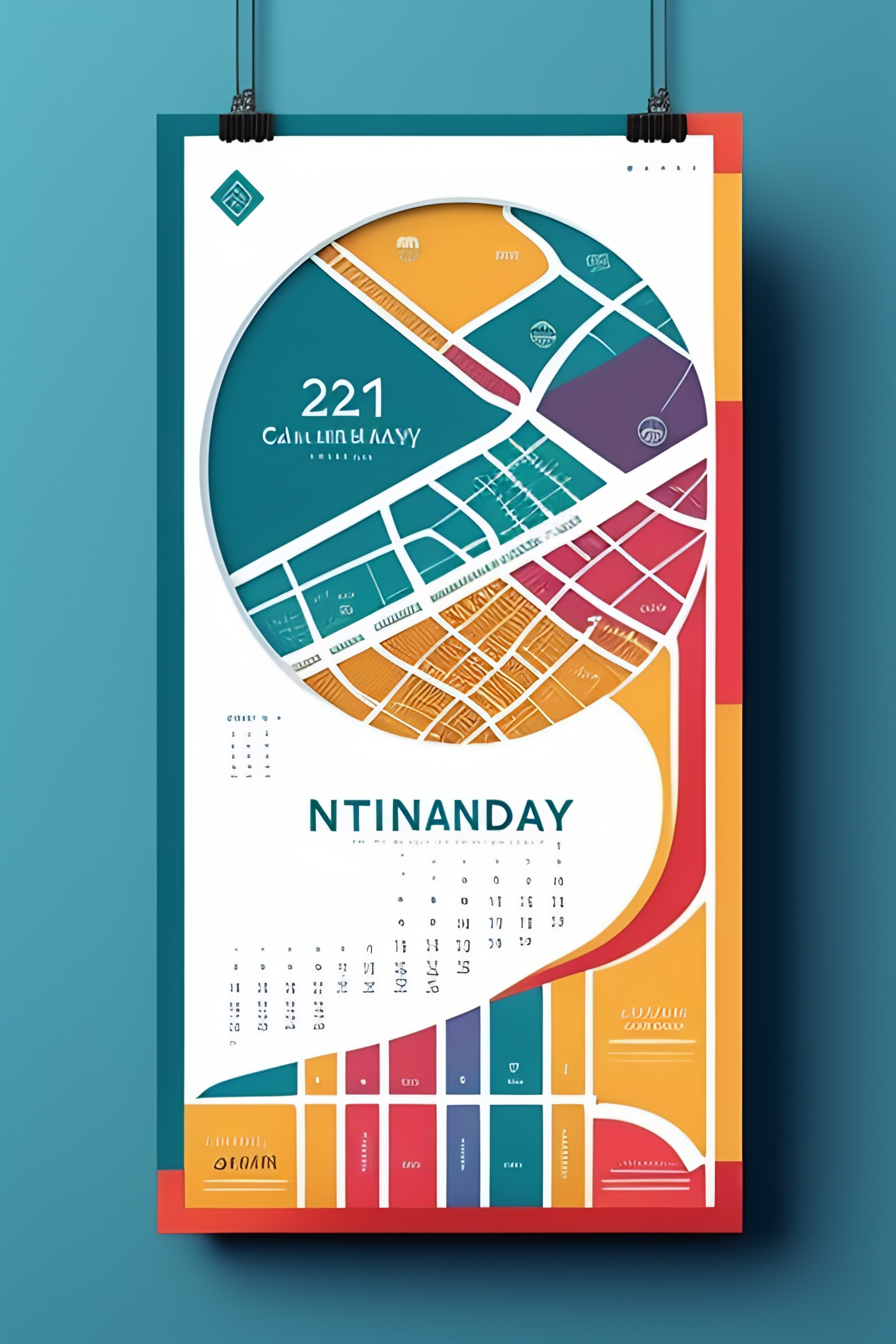 Lexica - Unique and novel Calendar design template with a map of a ...