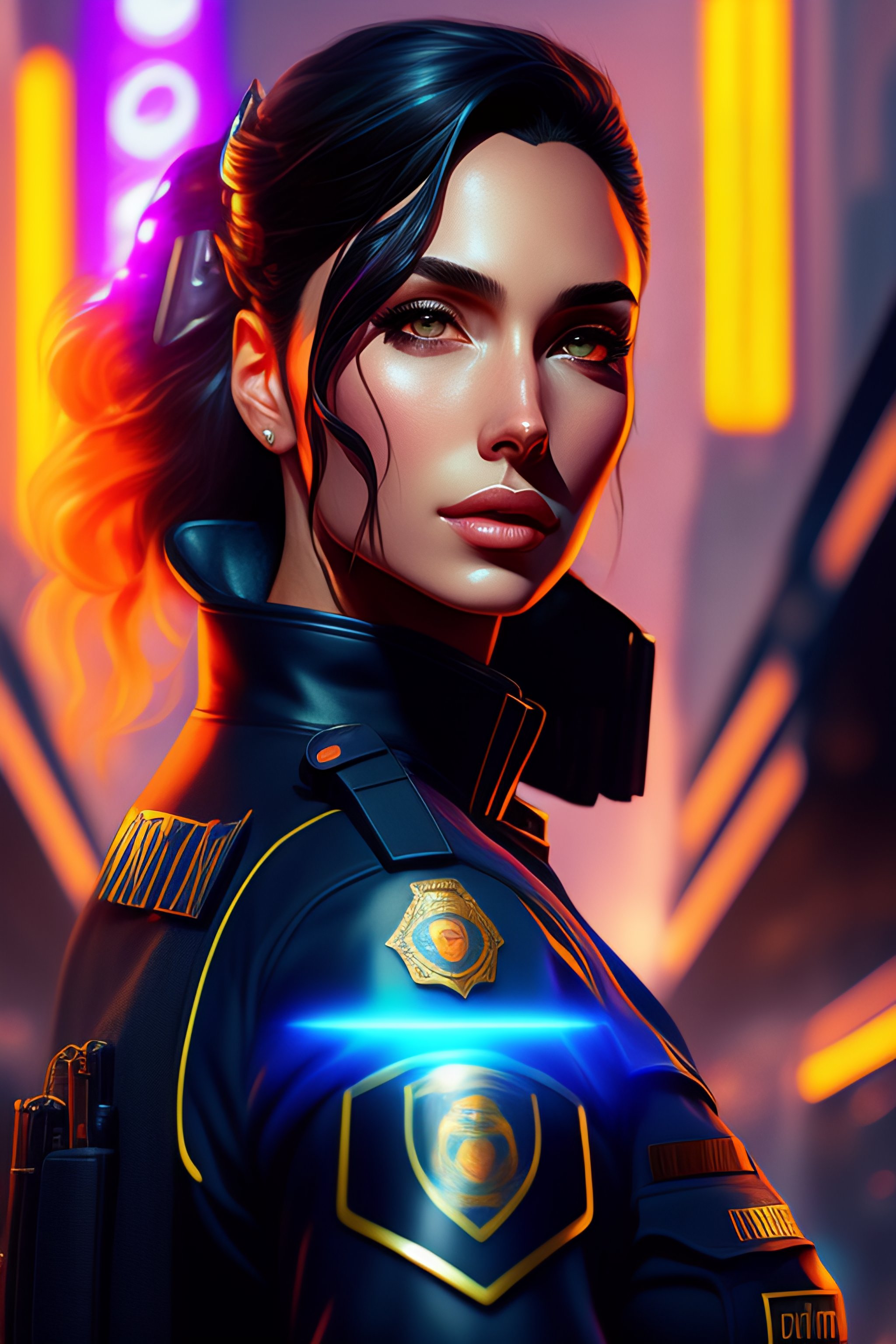 Lexica - Anime key visual of Gal Gadot police officer, neon, cyberpunk ...