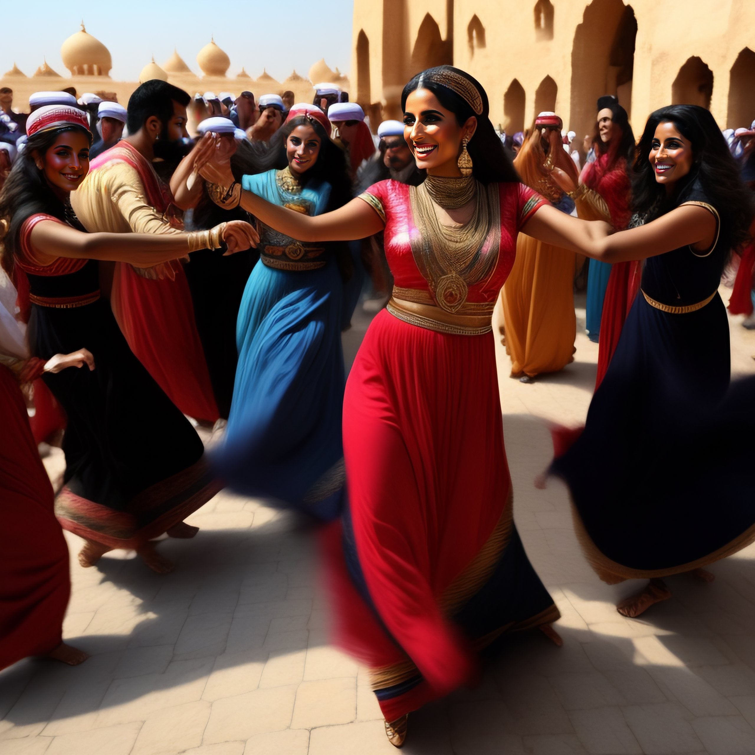 Lexica - Group of arabs dancing with girls