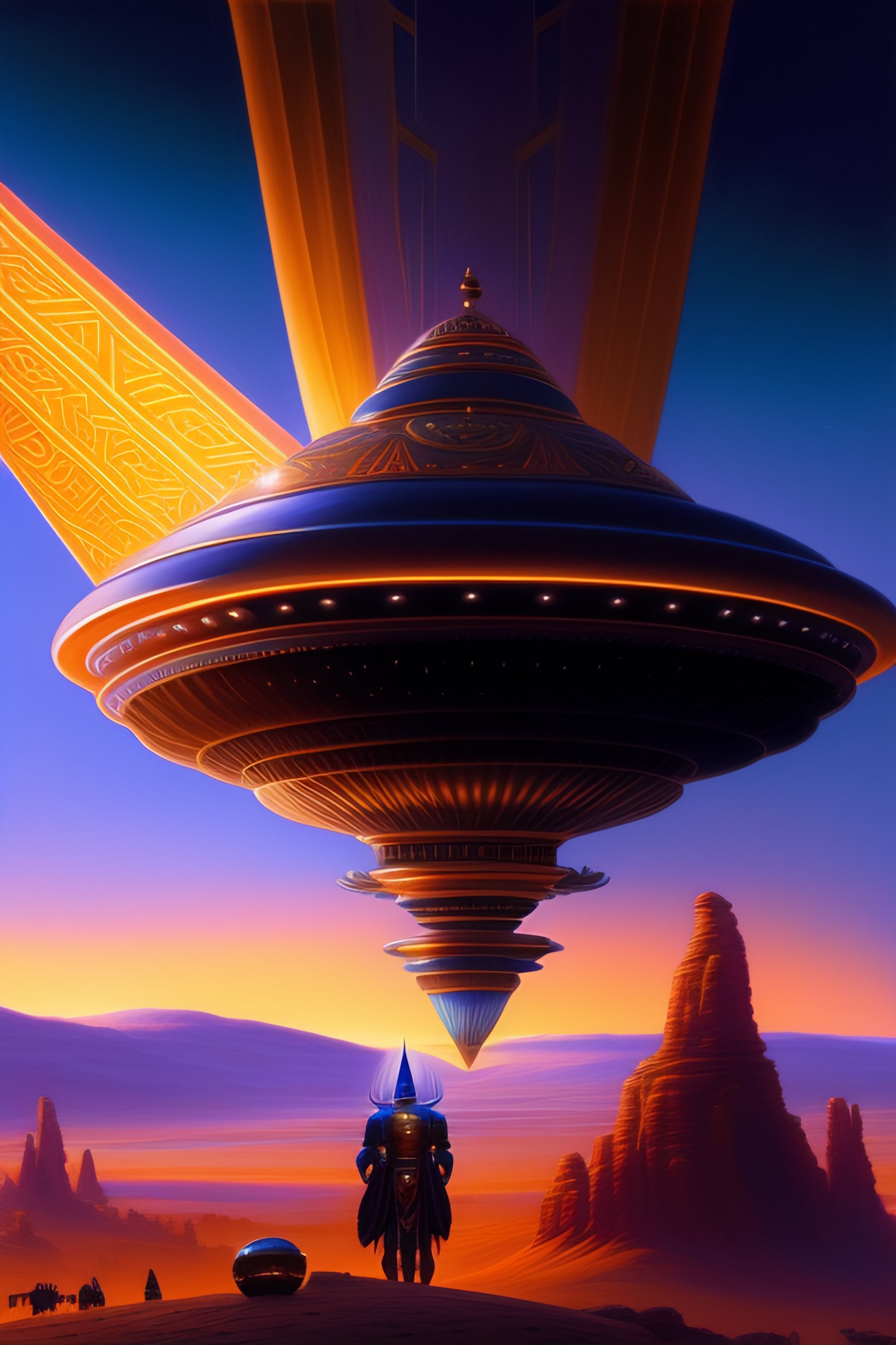 Lexica - A giant king tut mecha ufo abduction, tim hildebrandt, wayne ...