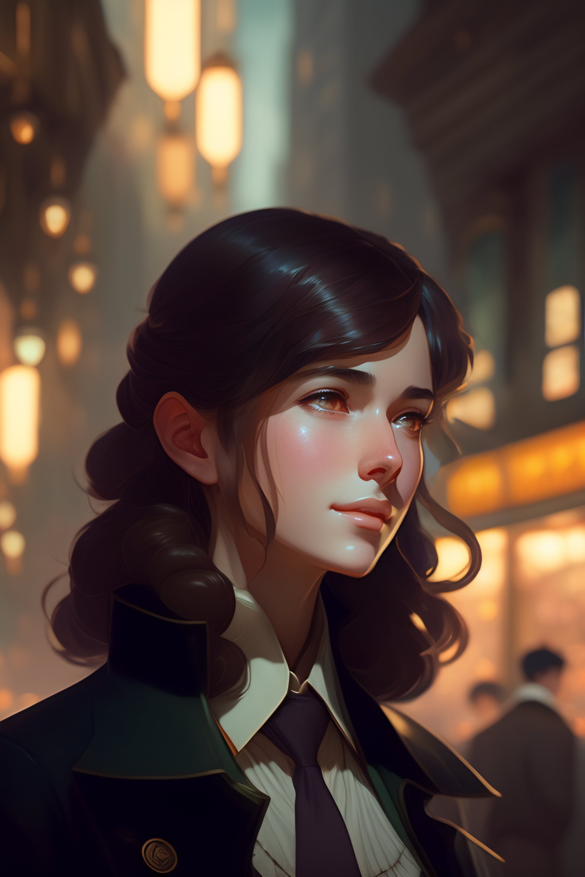 Lexica - Writing young reporter brunette tavern baroque oil painting ...