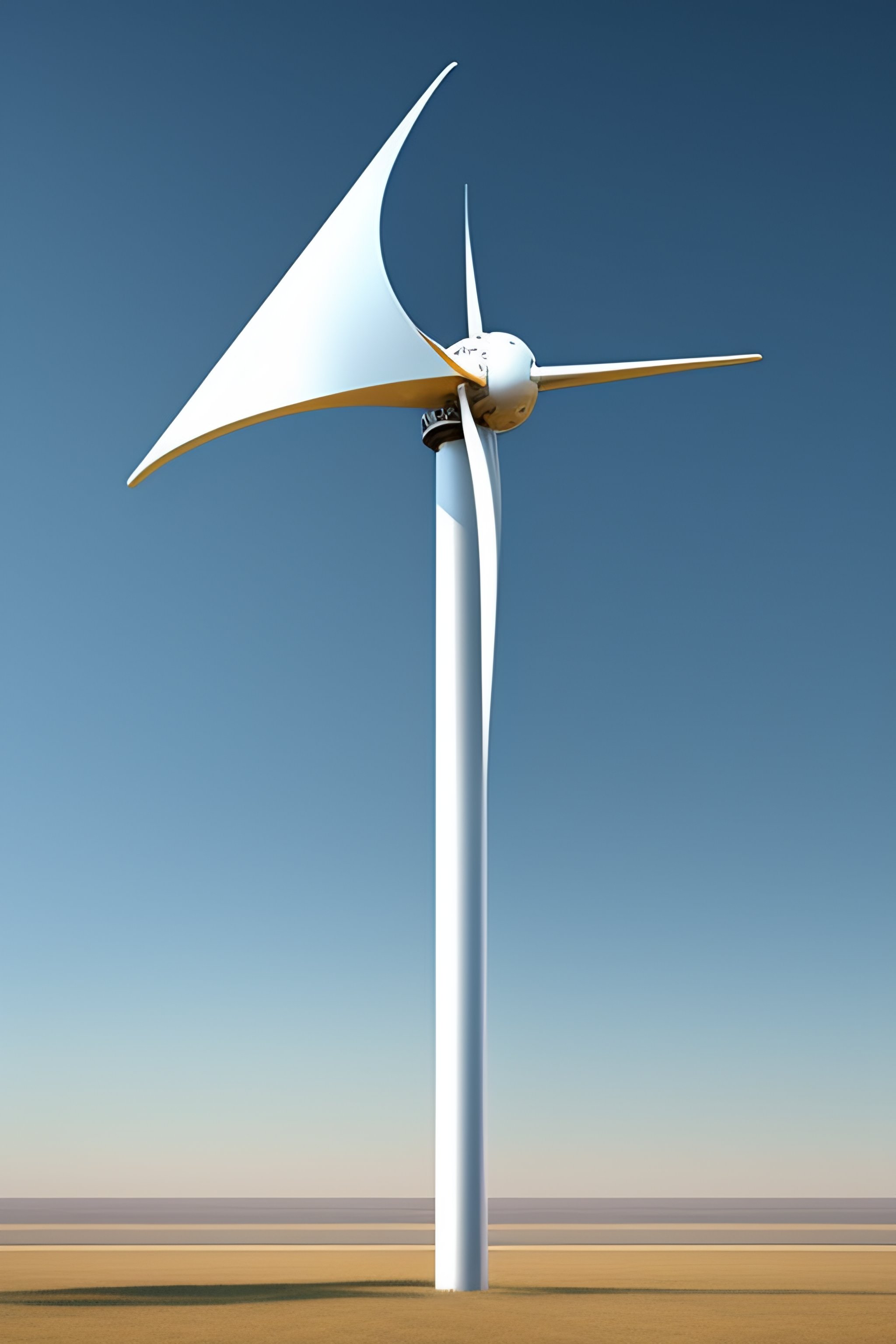 Lexica - 3d wind turbine tall metalic from blades downwards