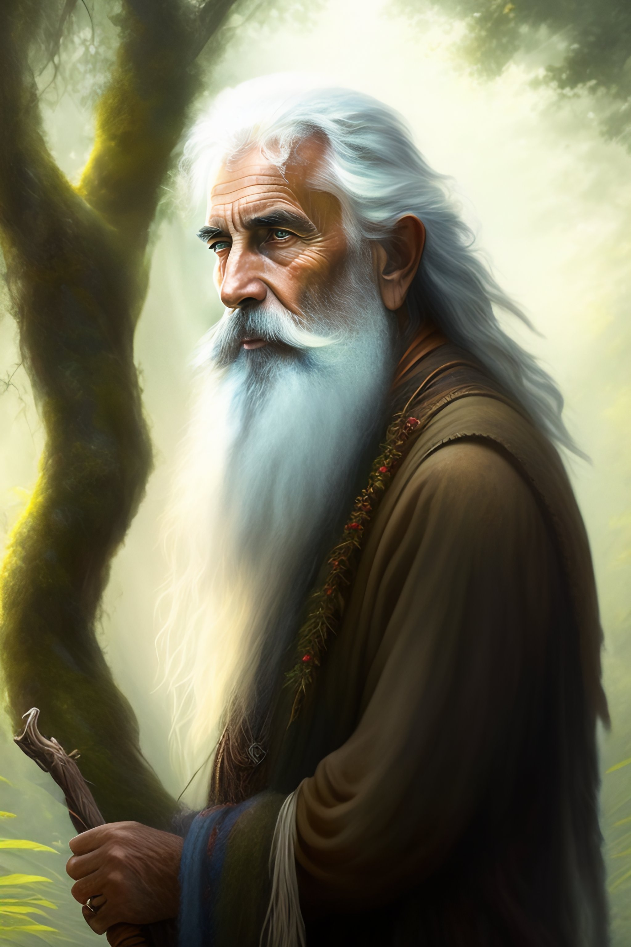 Lexica - Portrait of scruffy skinny very old male druid in rags with ...