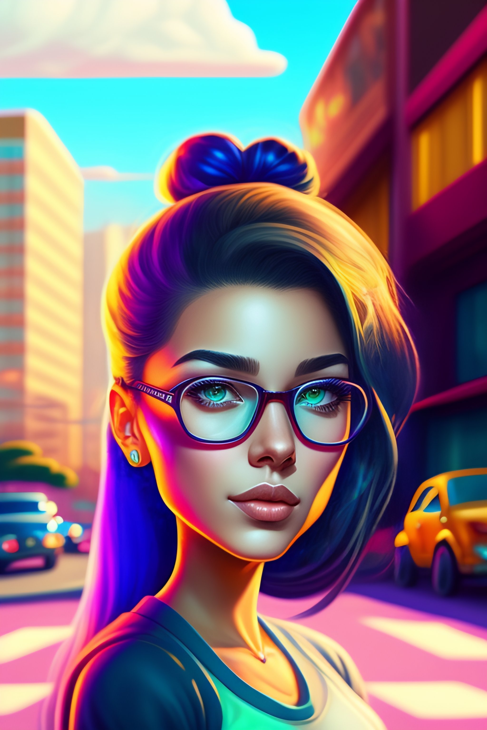 Lexica - Portrait of a cool girl in front of gang street, cartoon ...