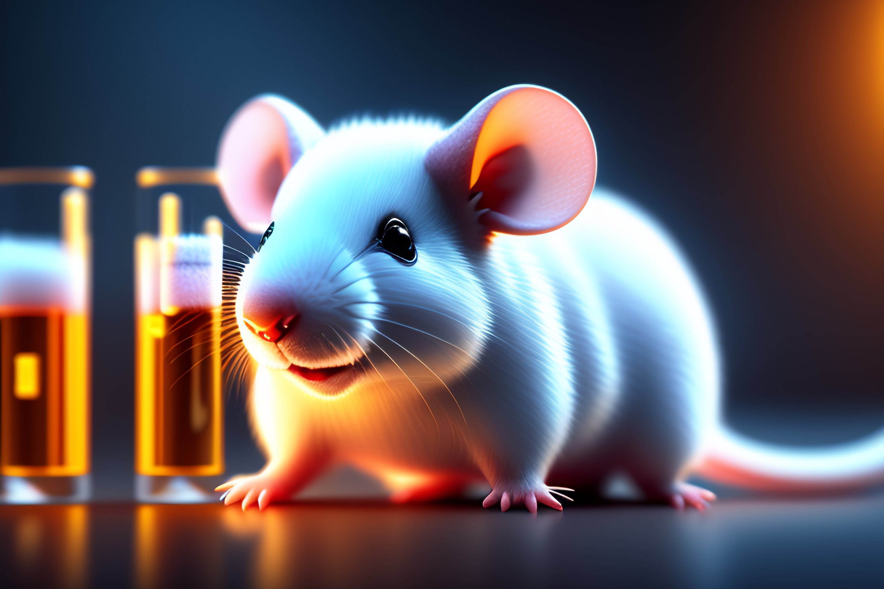 Lexica - A 3d render of a cute fuzzy pet rat dressed in a white lab ...