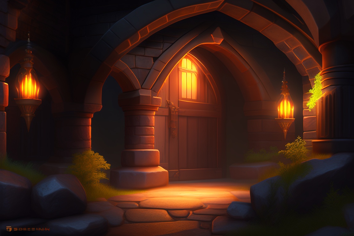 Lexica - A digital painting of a fantasy medieval dungeon by justin ...