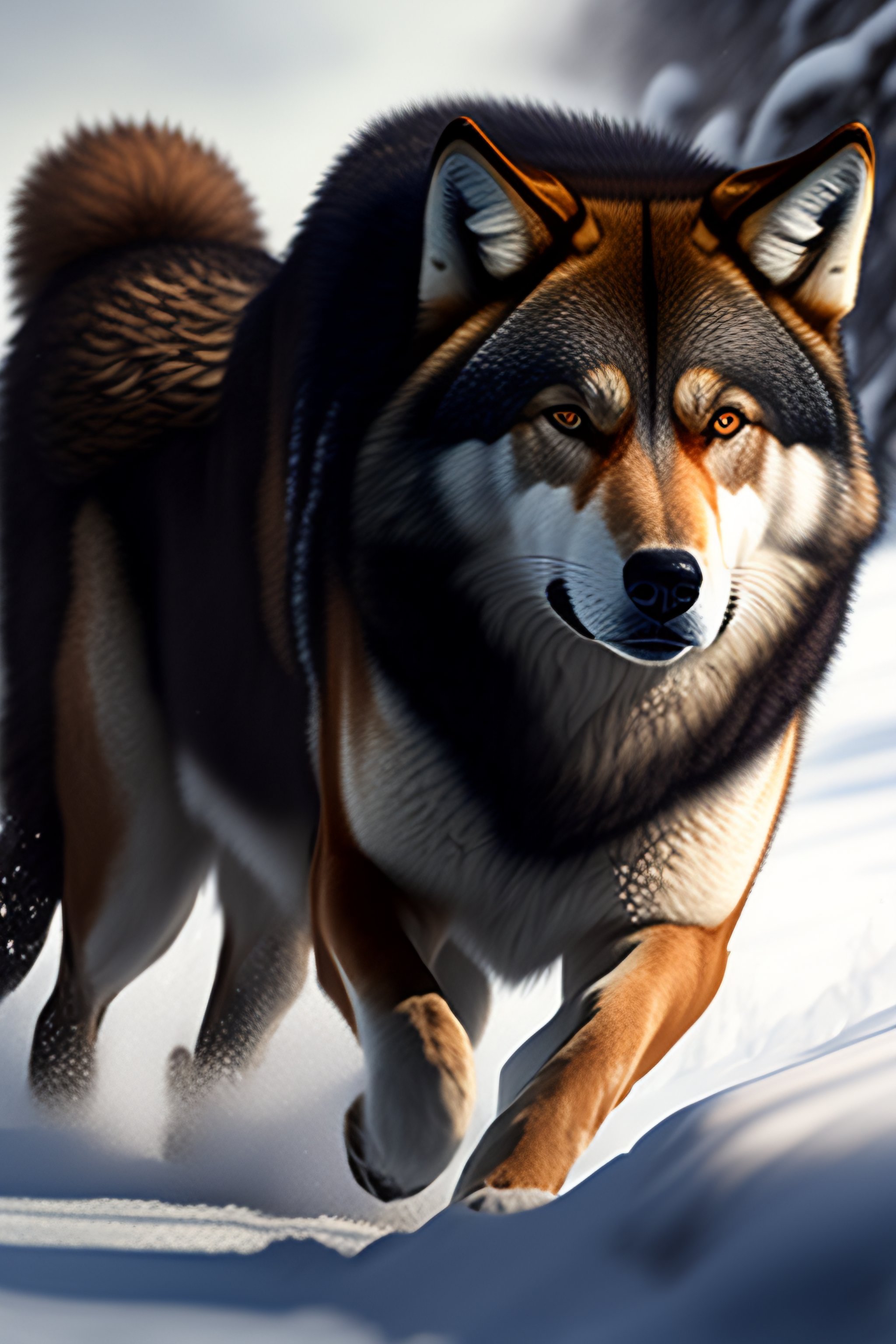 Lexica - Red haired man dressed in furs running with a pack of large ...