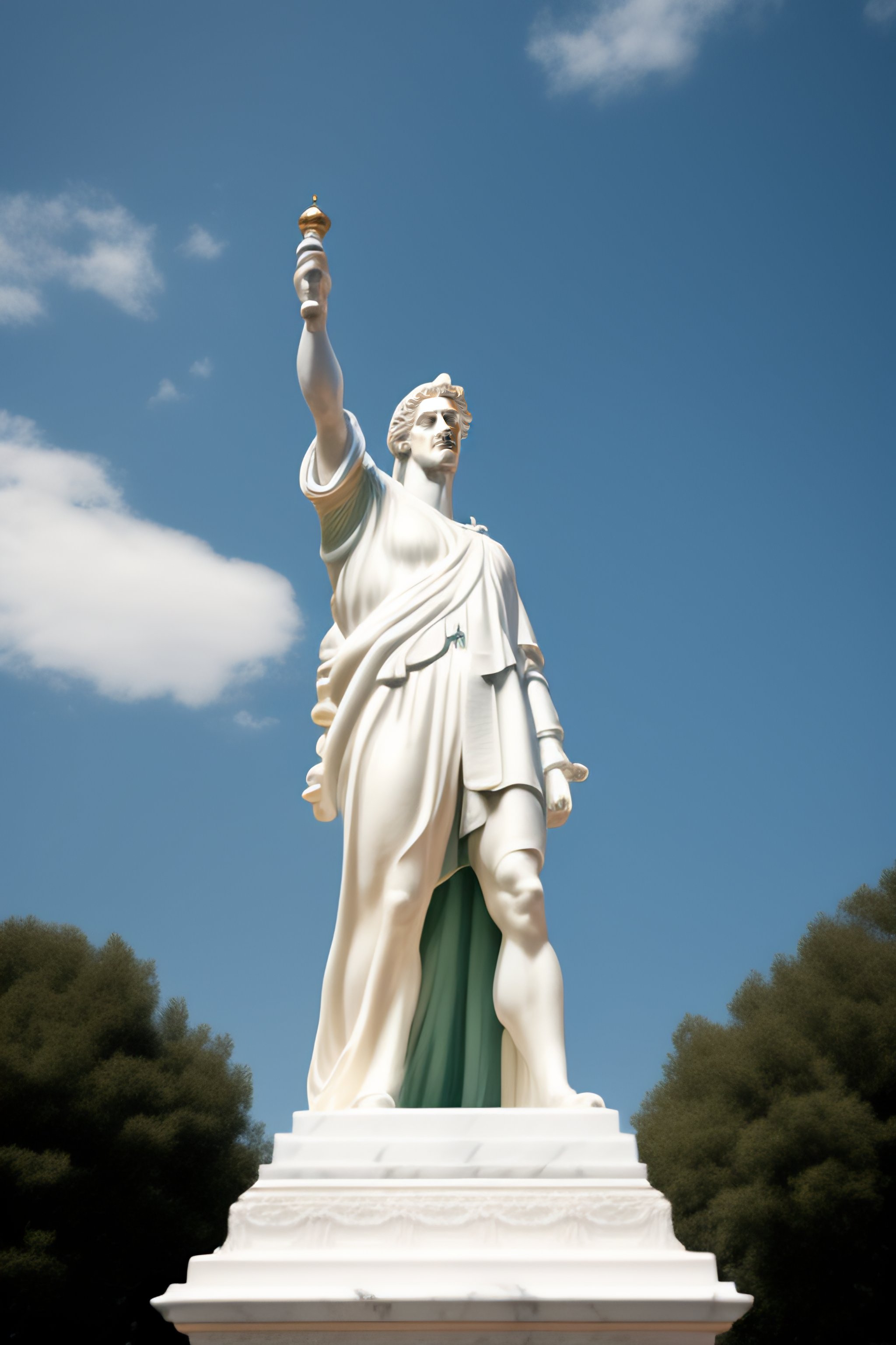 Lexica - Photo of a marble statue of Joe Biden standing with his hands up