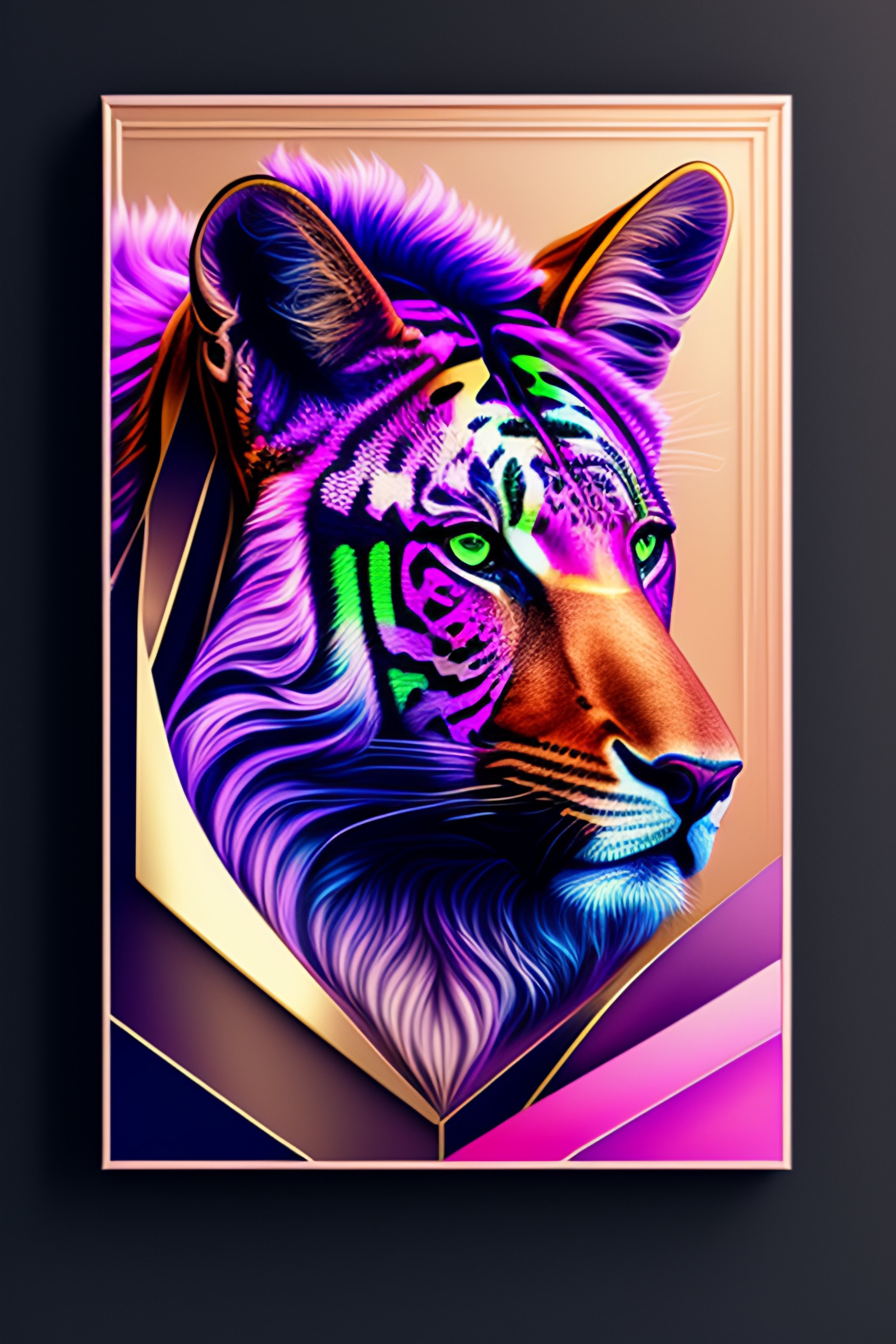 Lexica - Lyon animal geometrical lines portrait, surrounded by poetic ...