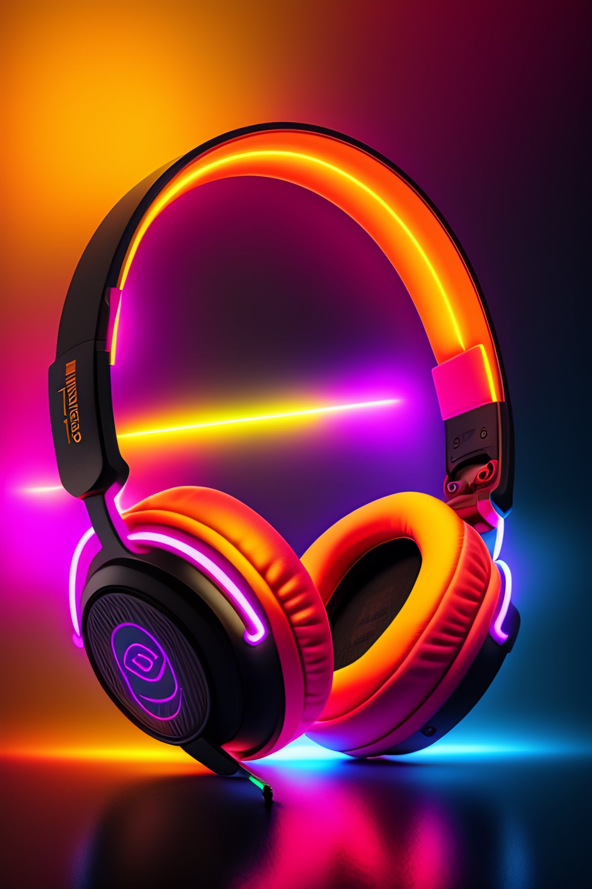Lexica - Headphones in neon light background black