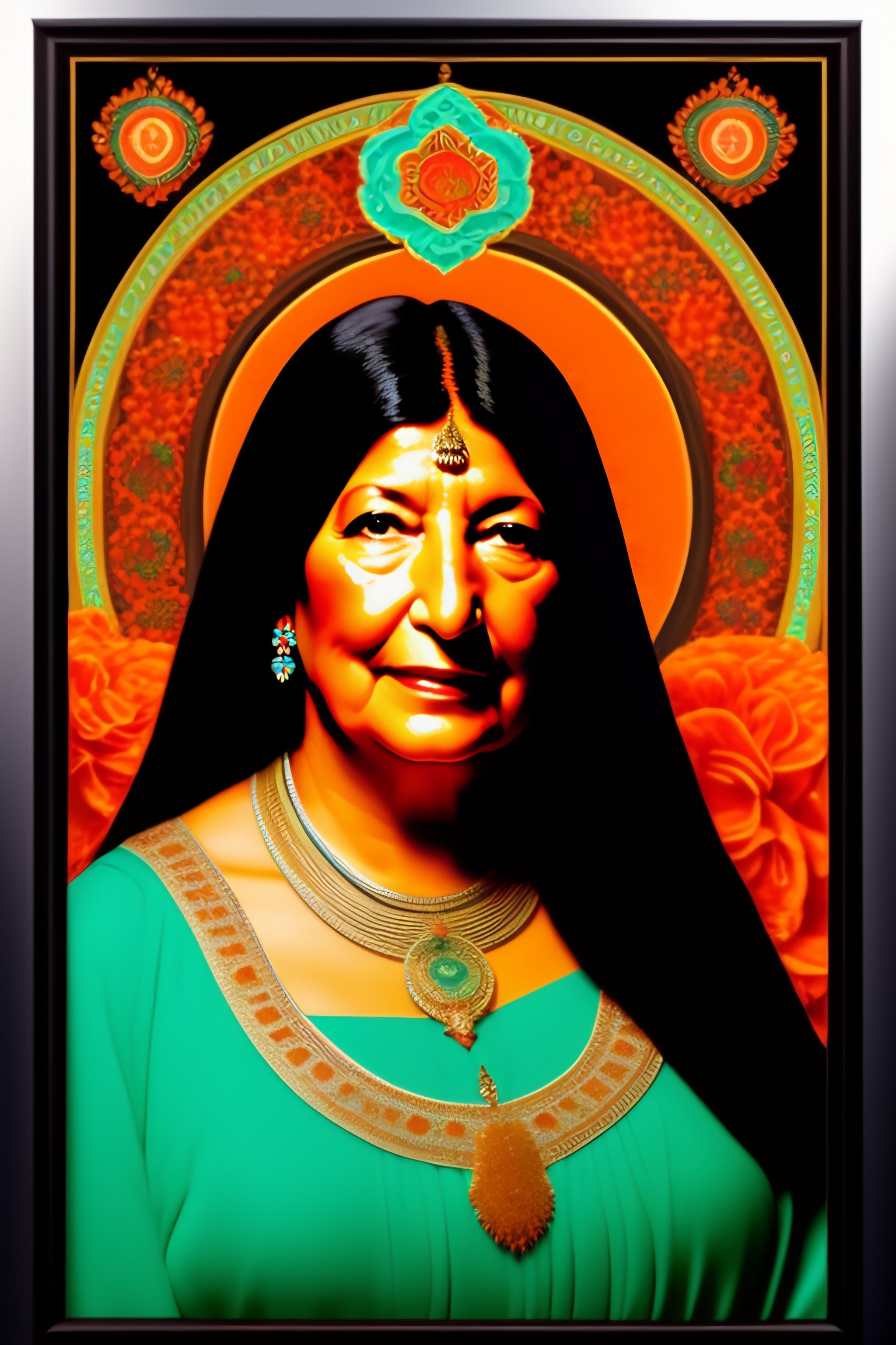 Lexica - Vector 2D image of Mercedes Sosa inside a small picture as if ...