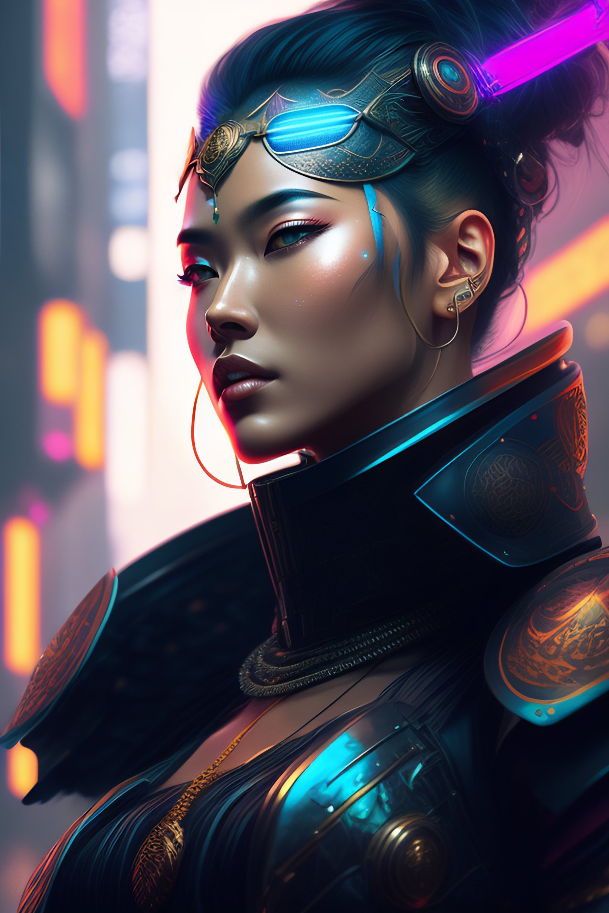 Lexica - Mid portrail front of a Valkyrie man , cyberpunk futuristic ...